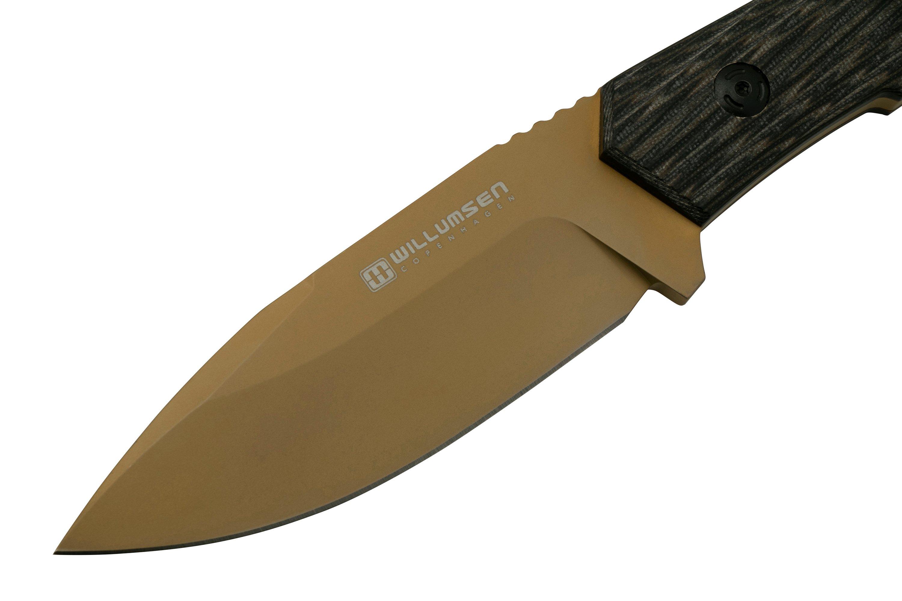Willumsen Paragon DL22TTA Desert Tan Black G10, AUS-8, fixed knife ...