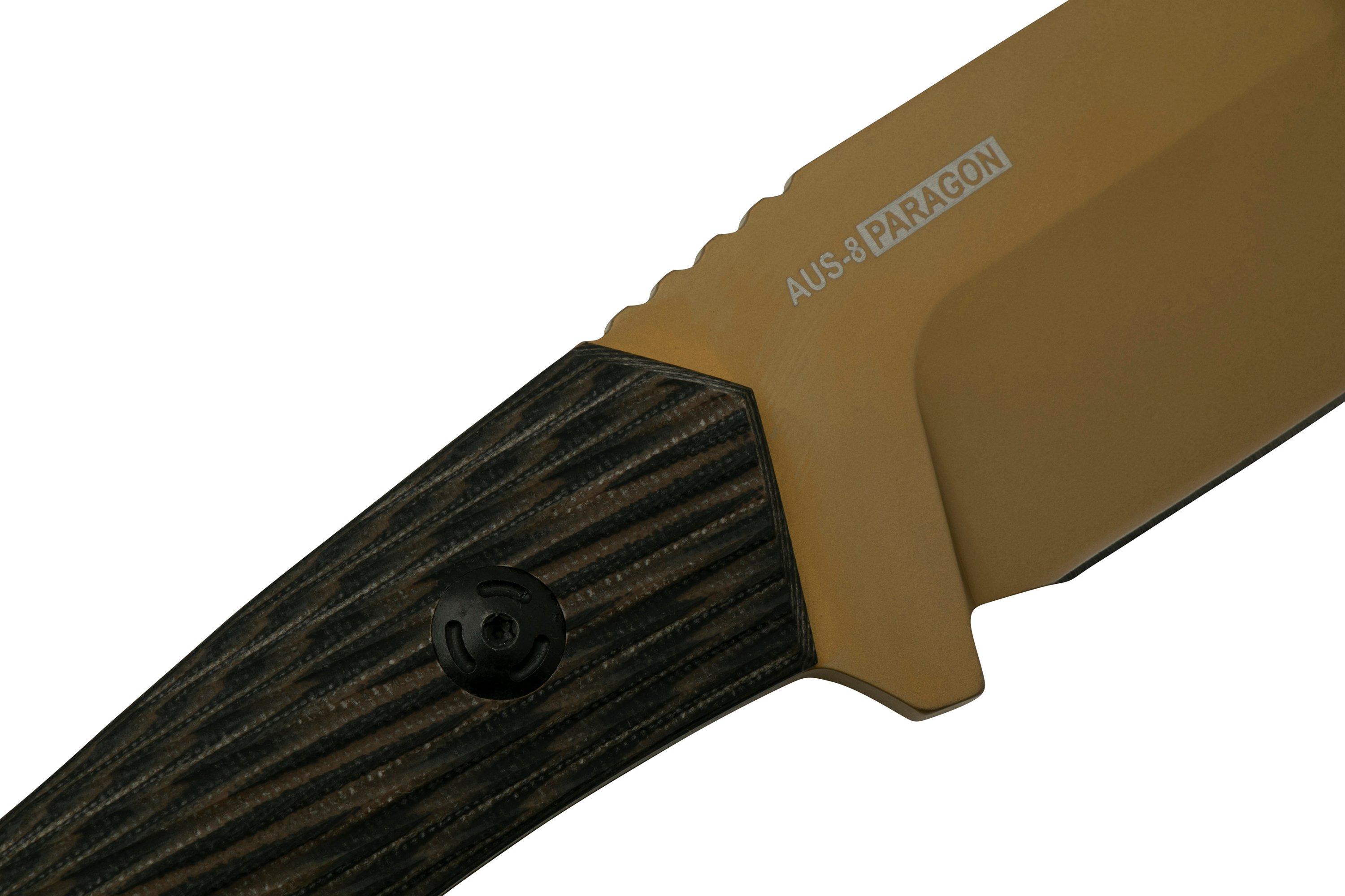 Willumsen Paragon DL22TTA Desert Tan Black G10, AUS-8, fixed knife ...