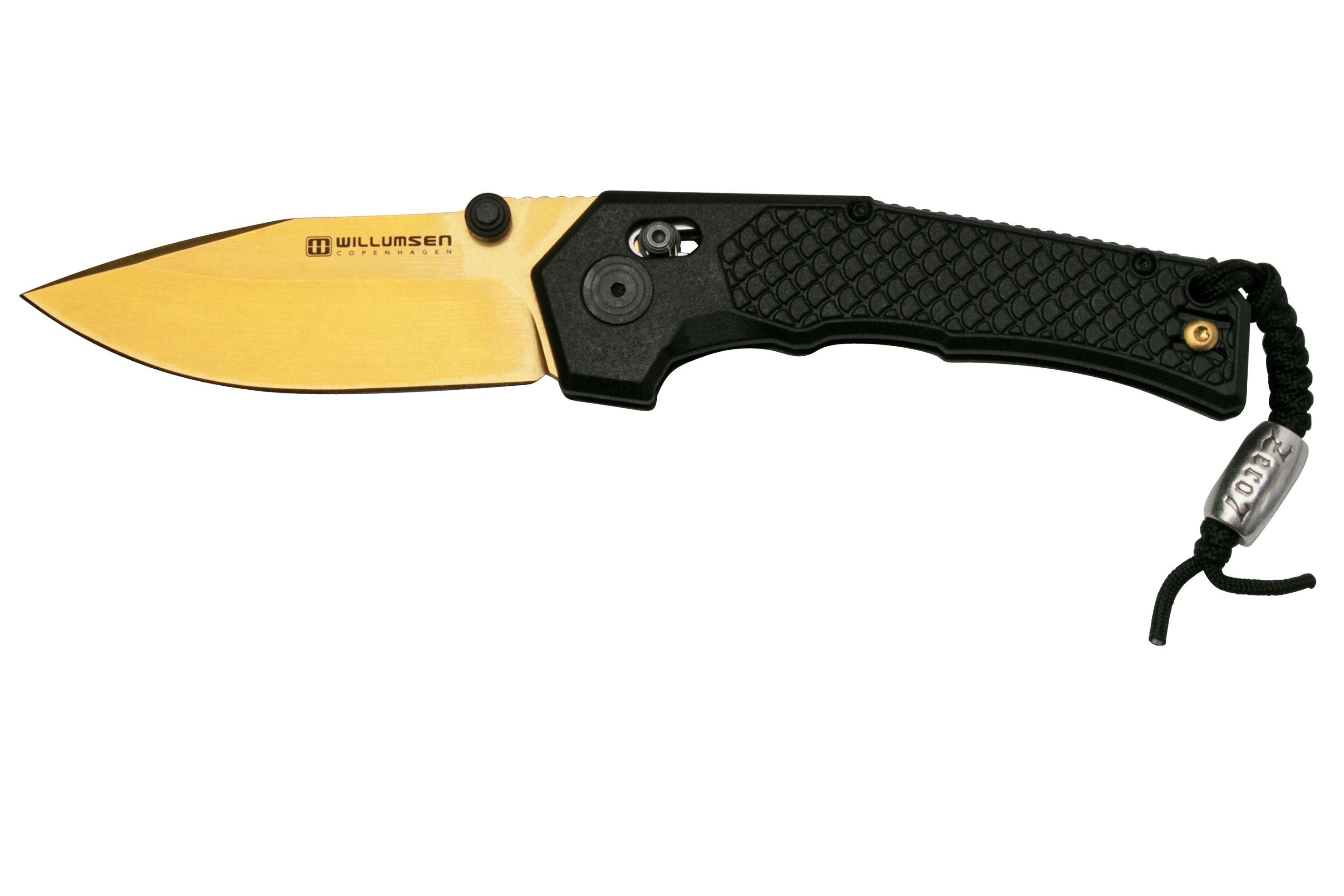 Willumsen Zero7, Z722BNG Black & Gold pocket knife | Advantageously ...