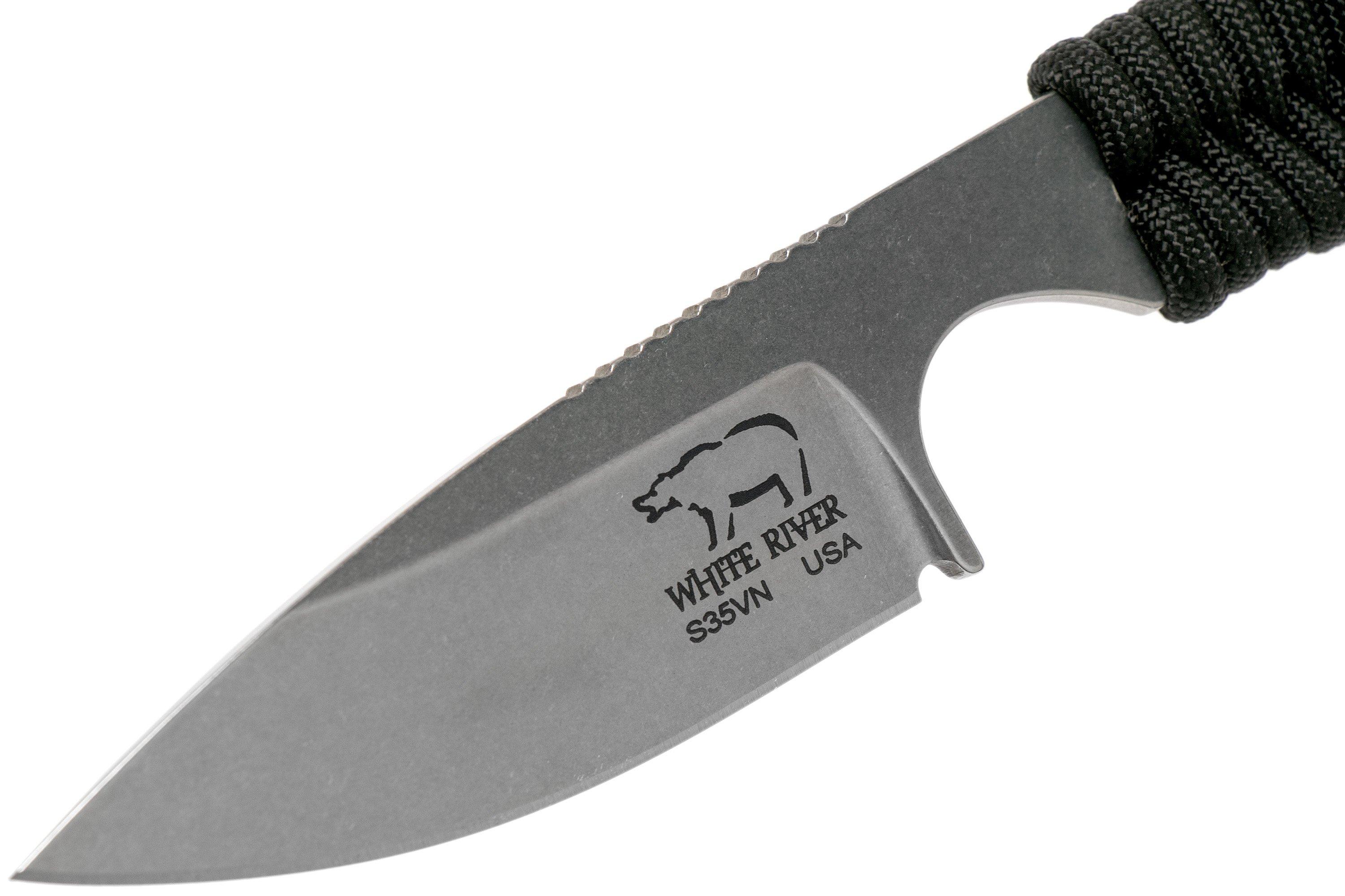 White River Knives M1 Backpacker Black Paracord neck knife, Kydex ...