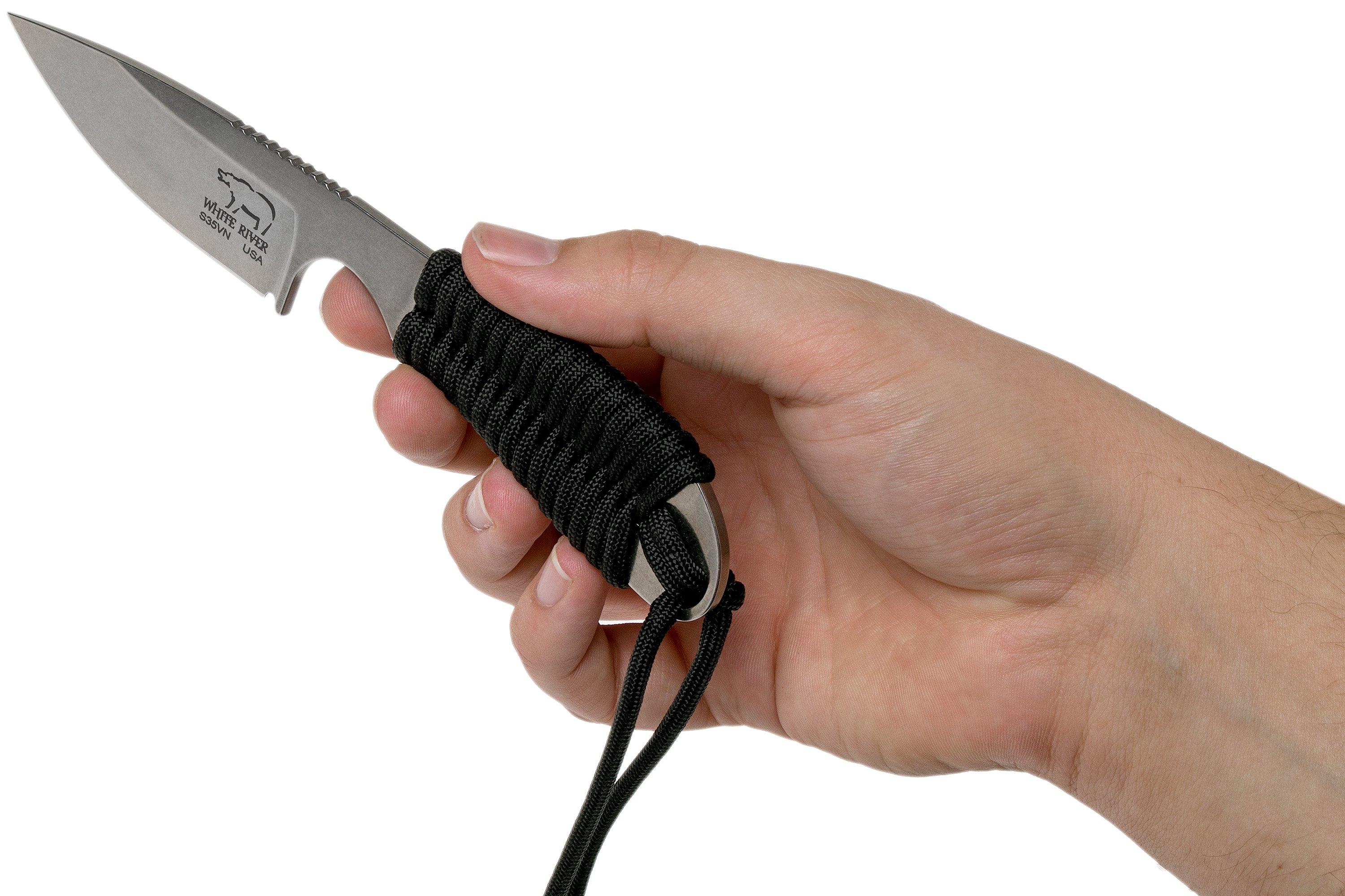 White River Knives M1 Backpacker Black Paracord neck knife, Kydex ...
