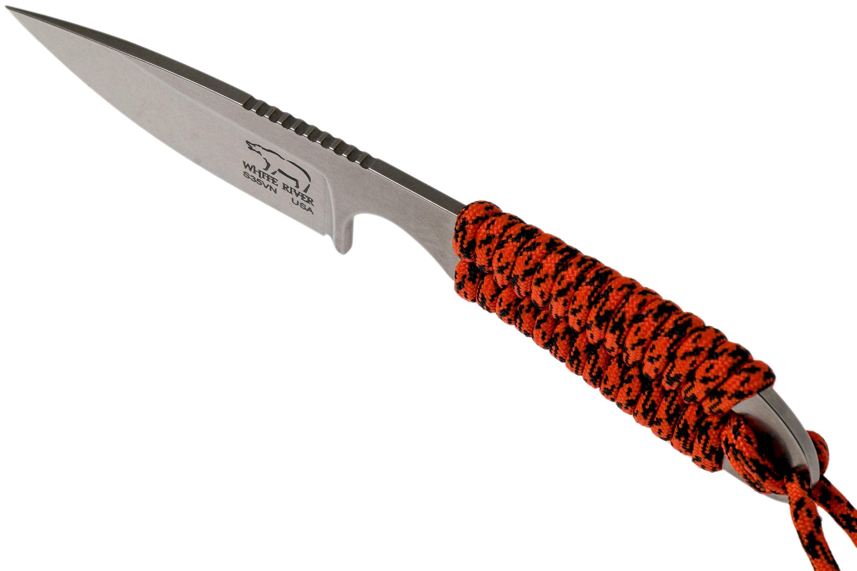 White River Knives M1 Backpacker Orange Paracord neck knife, Kydex ...