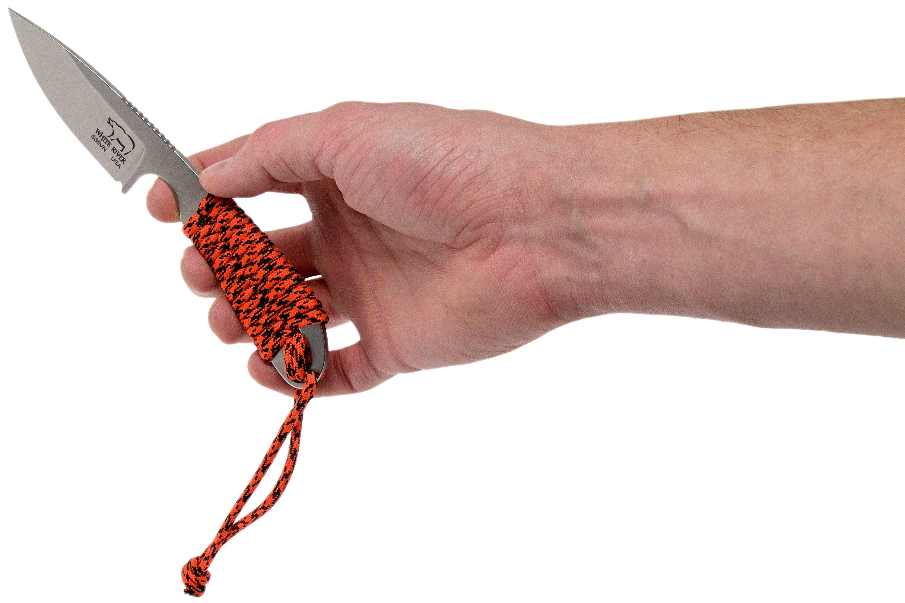 White River Knives M1 Backpacker Orange Paracord neck knife, Kydex ...