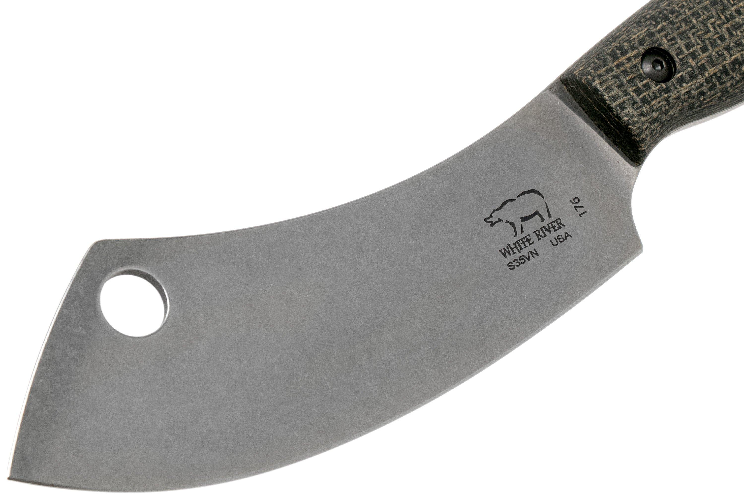 White River Knives Camp Cleaver Black Burlap Micarta camping knife ...