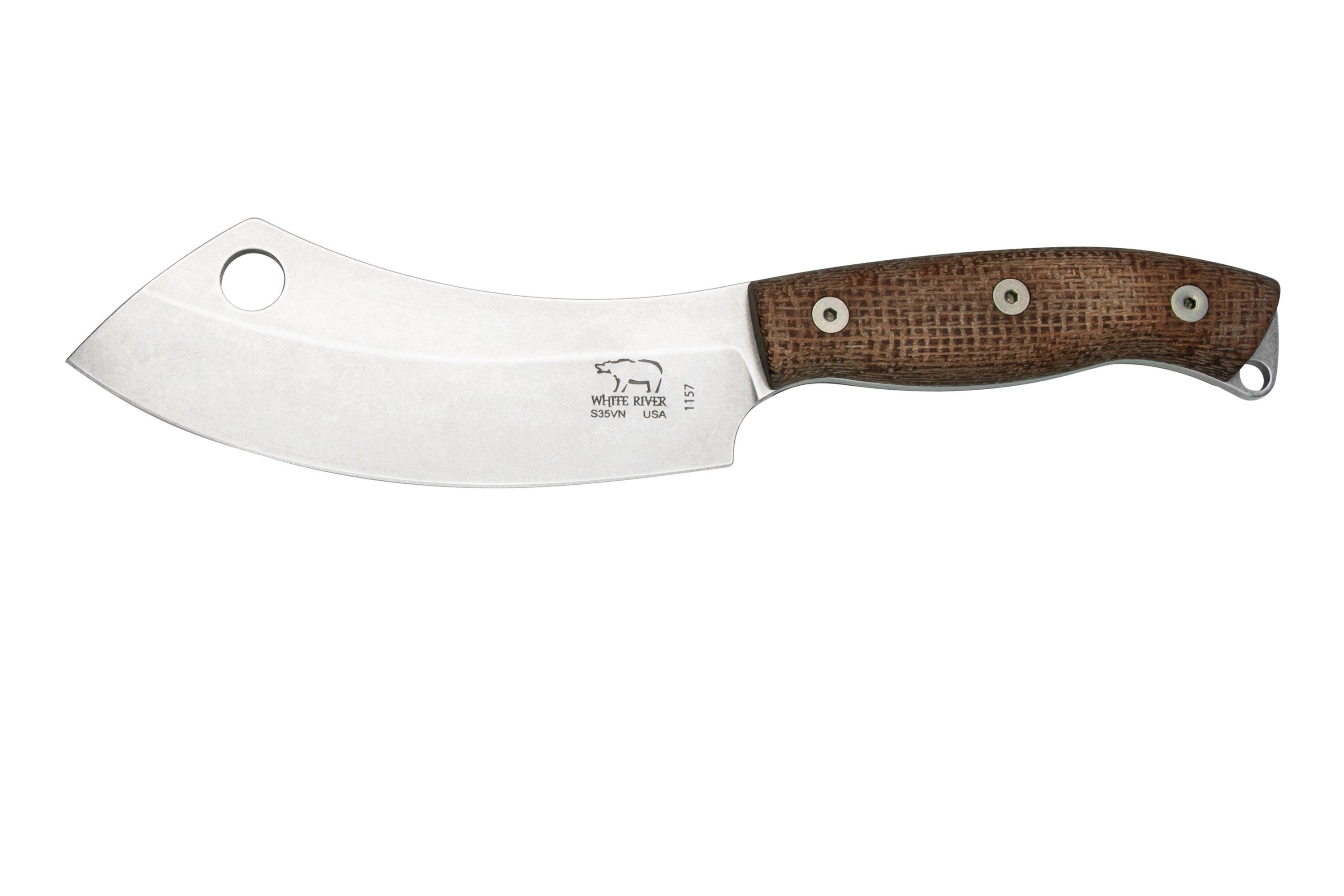 White River Camp Cleaver WRCC55-BNA Natural Burlap Micarta, camping ...