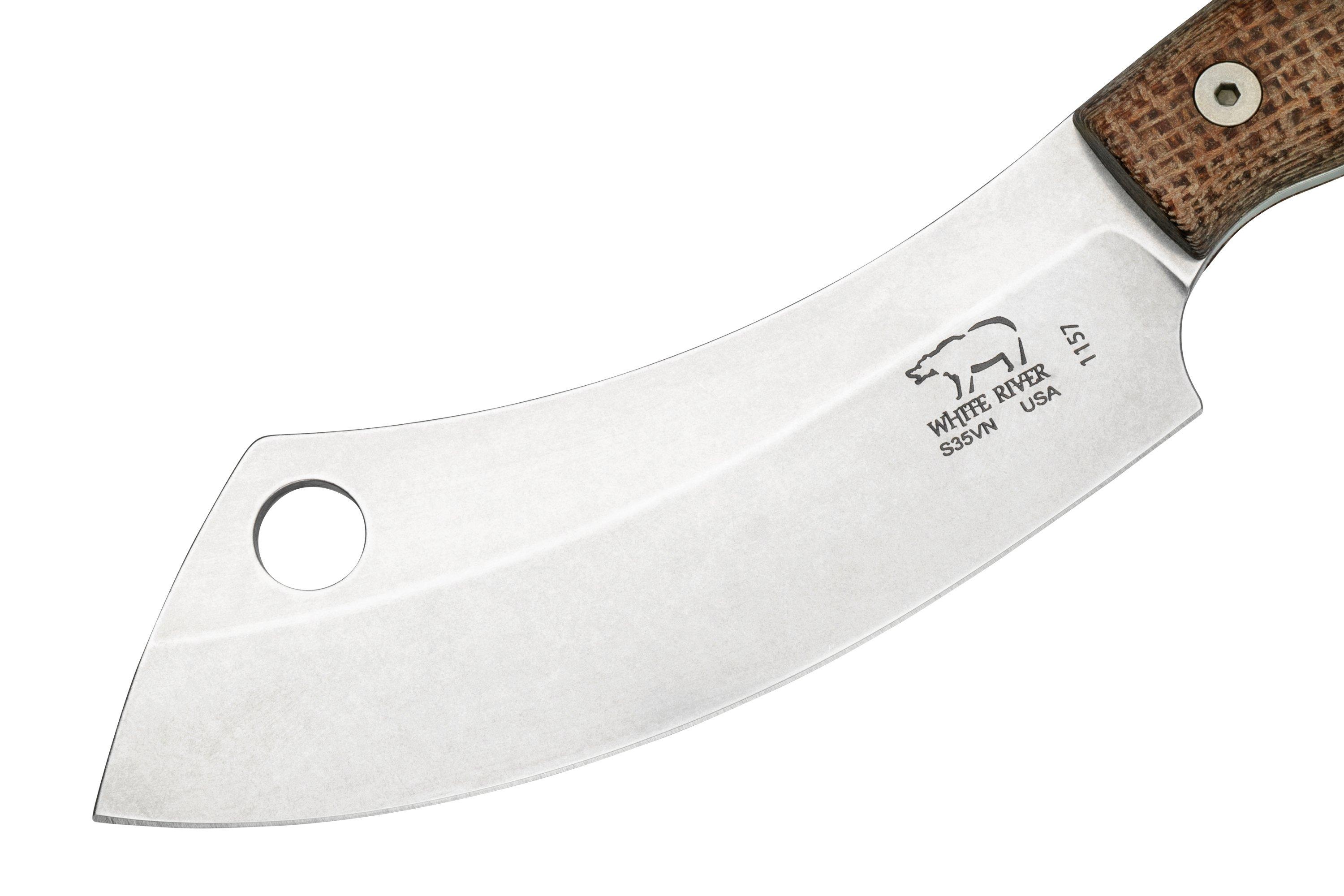 White River Camp Cleaver WRCC55-BNA Natural Burlap Micarta, camping ...