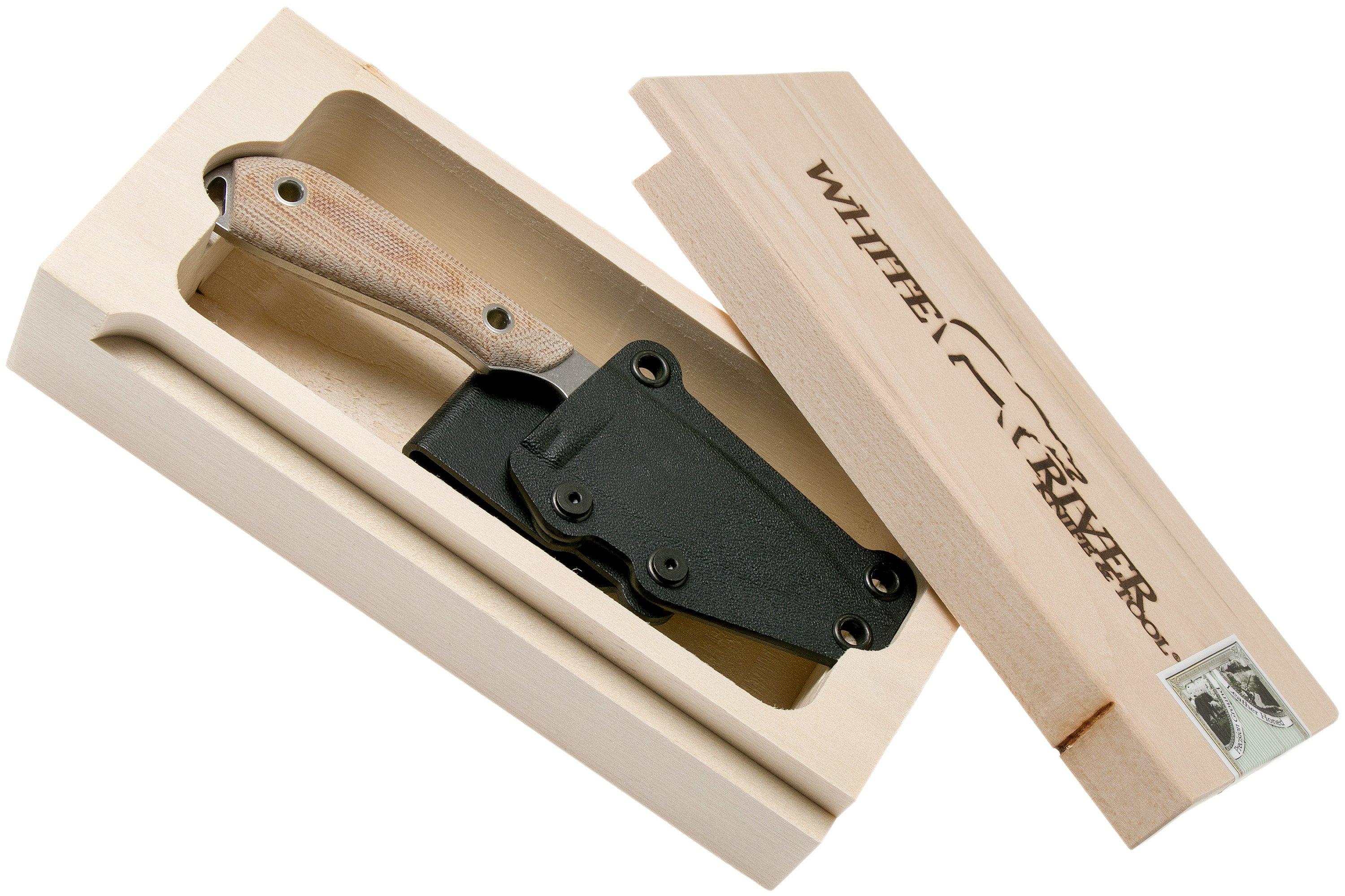 White River Knives M1 Natural Canvas Micarta fixed knife, Kydex sheath ...