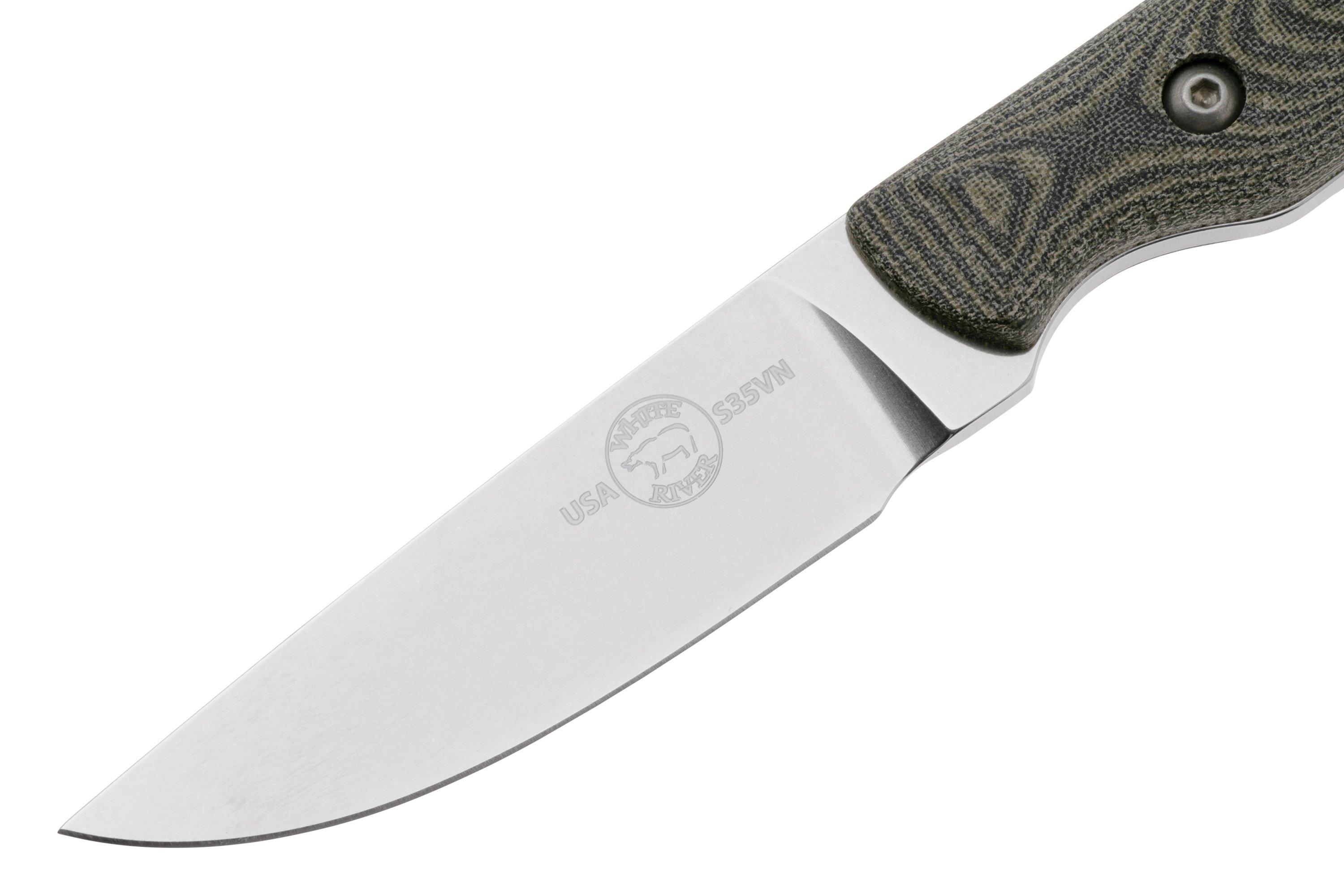 White River Small Game Knife Black-Olive Canvas Micarta, hunting knife ...