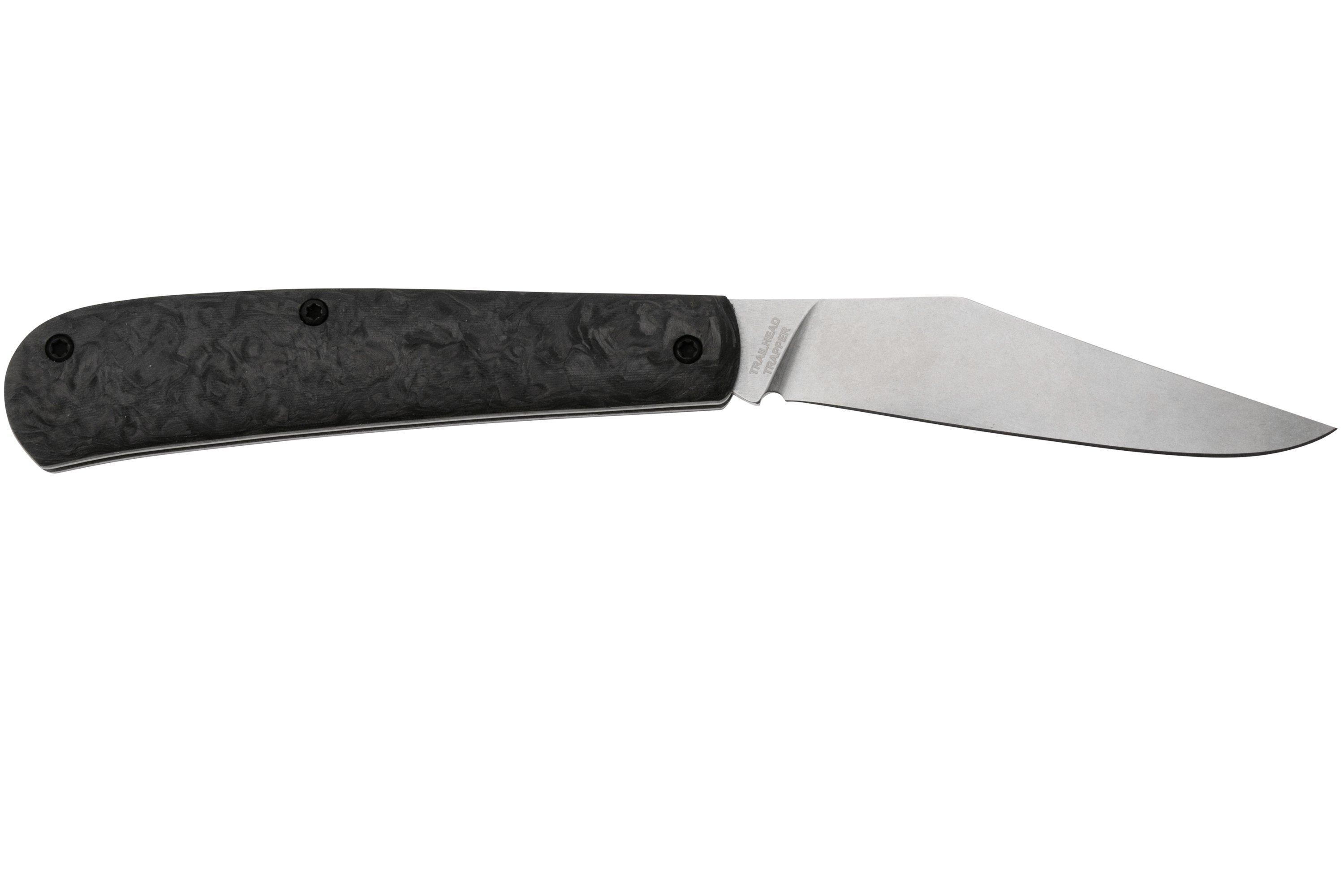White River Knives Trailhead Trapper WRTHT-CFB, S35VN, Carbon Fiber ...
