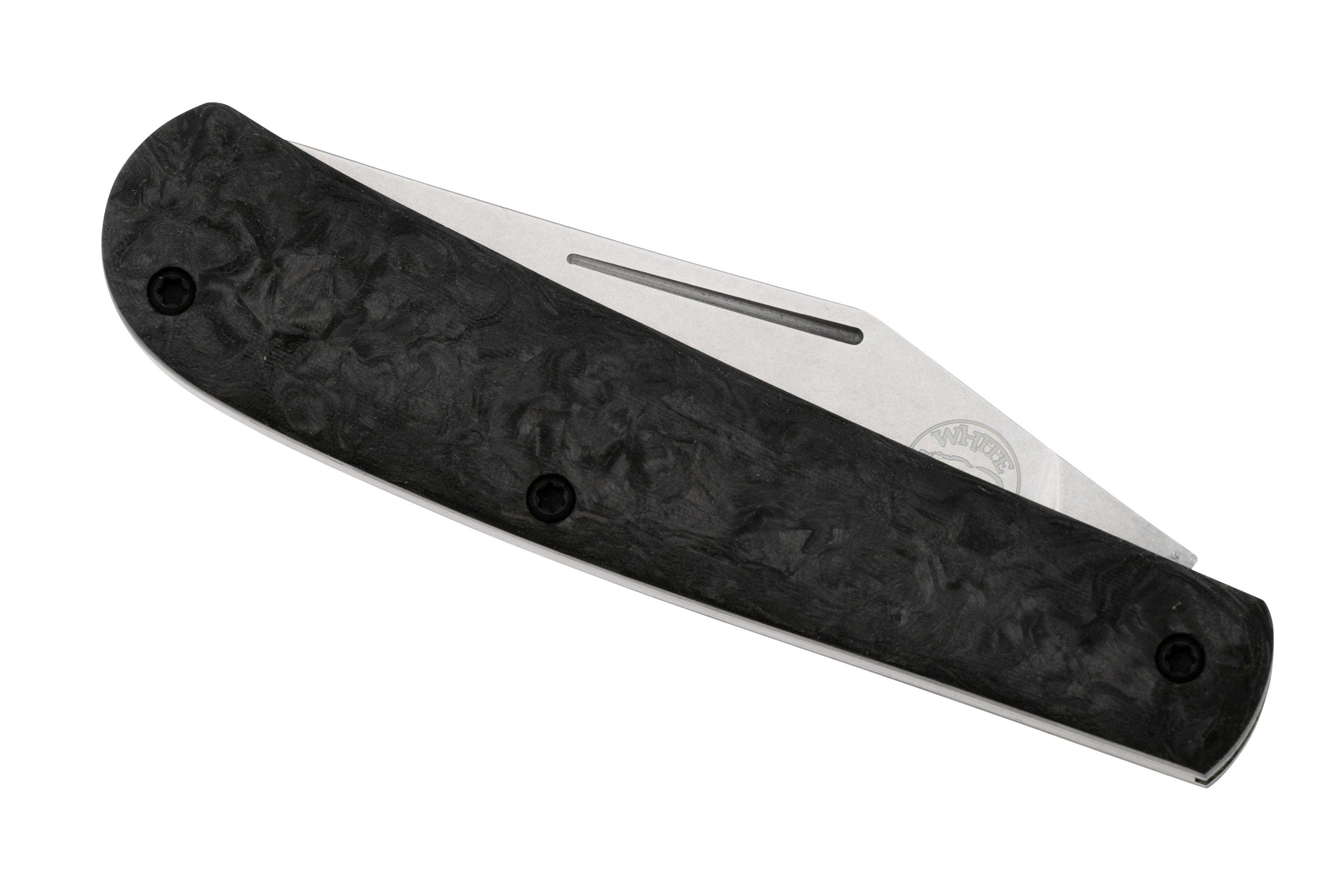 White River Knives Trailhead Trapper WRTHT-CFB, S35VN, Carbon Fiber ...