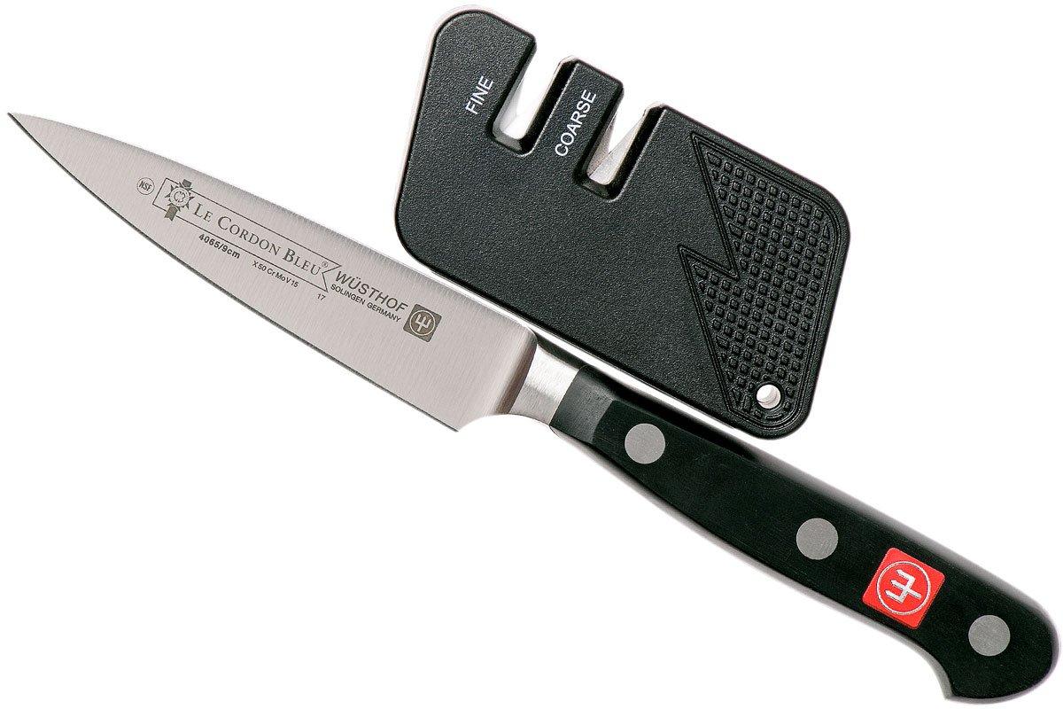 Wüsthof Cordon Bleu Couteau d'office 9 cm, avec aiguiseur à couteaux ...