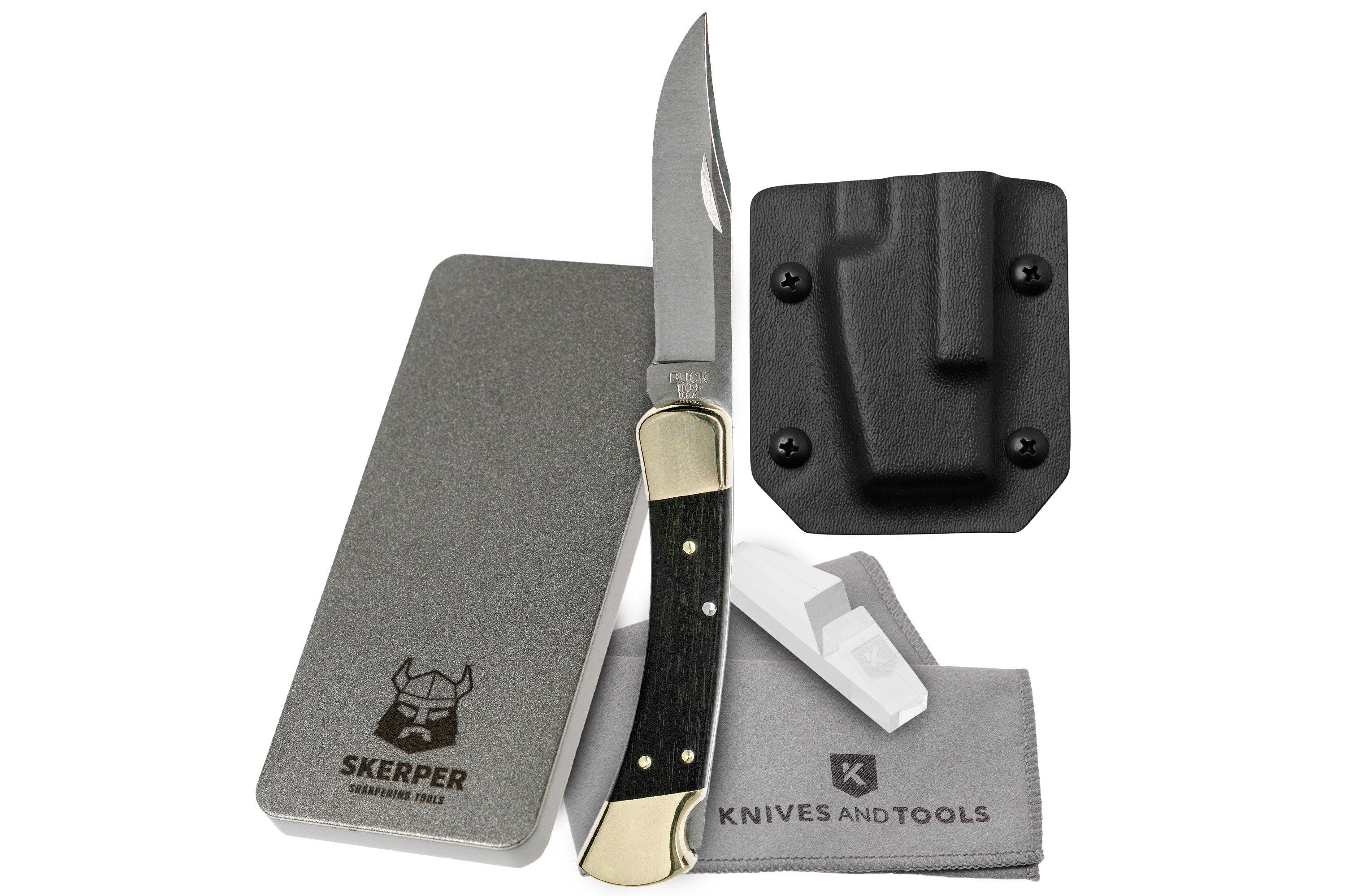 Buck 110 avec fourreau en kydex et pierre à aiguiser Skerper avec ...