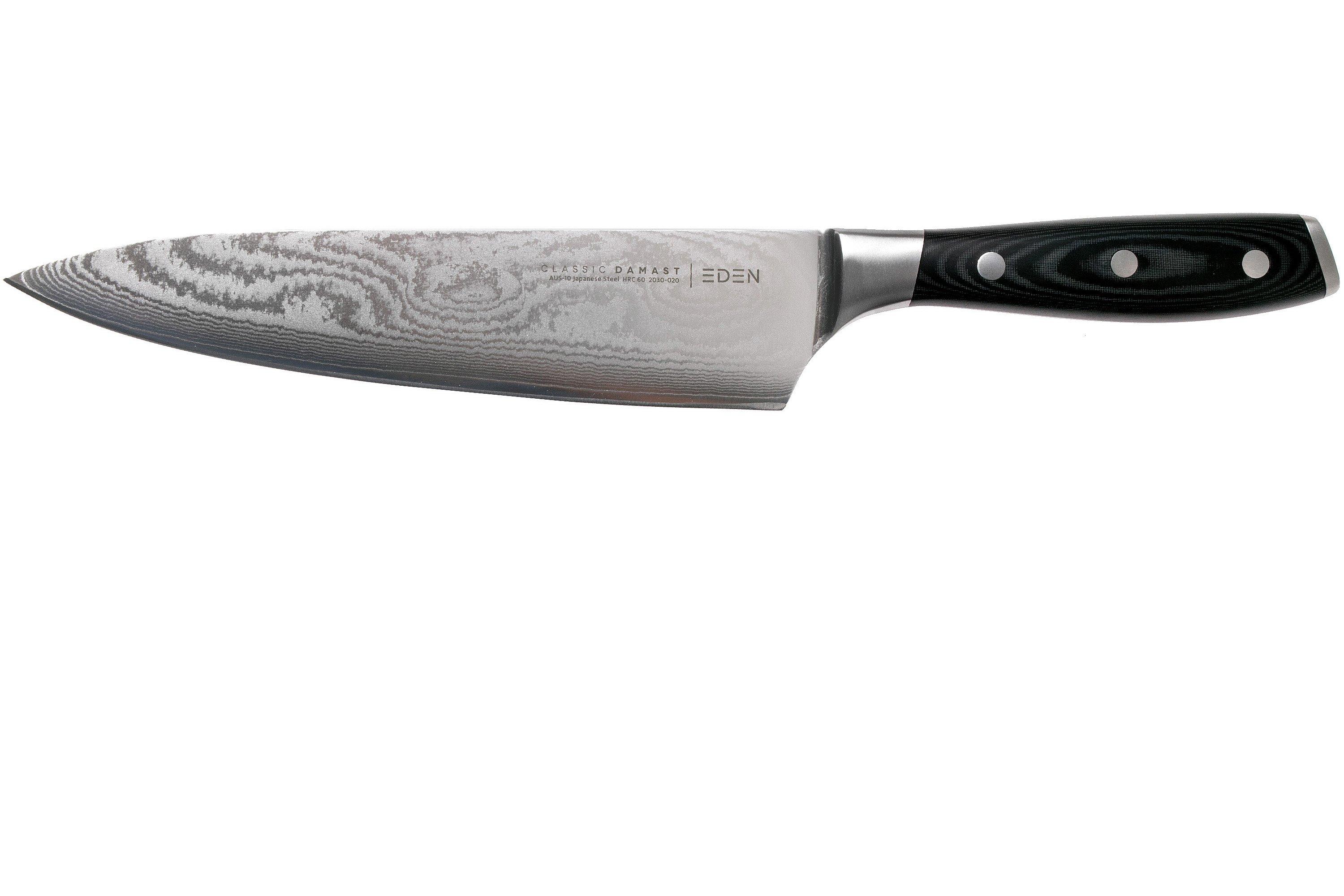 Cuchillo de chef Eden Classic Damast y dos cuchillos de verduras, 9 cm ...