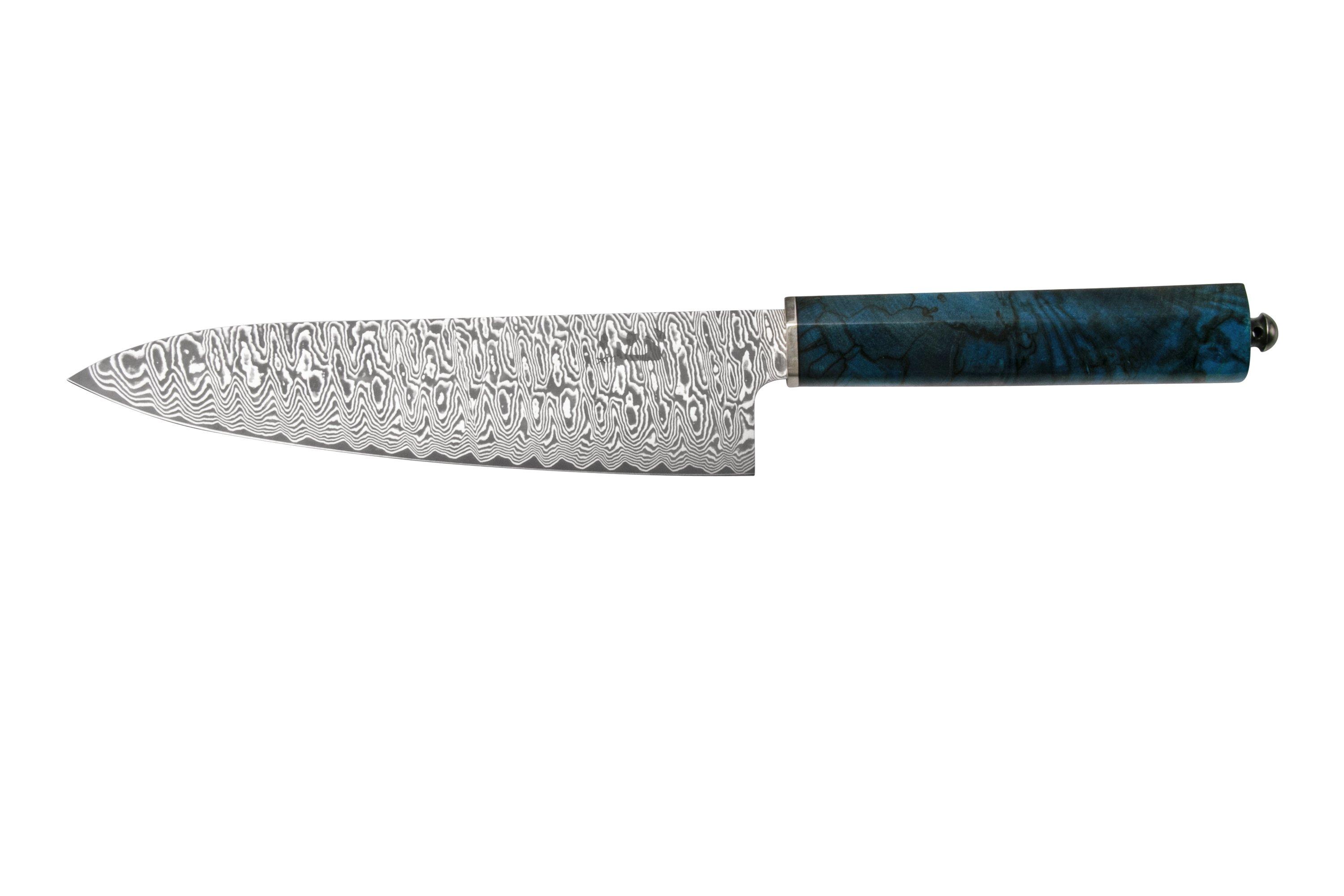 Xin Cutlery XinCraft XC132 chef's knife blue spalted maple tail pin 20 ...