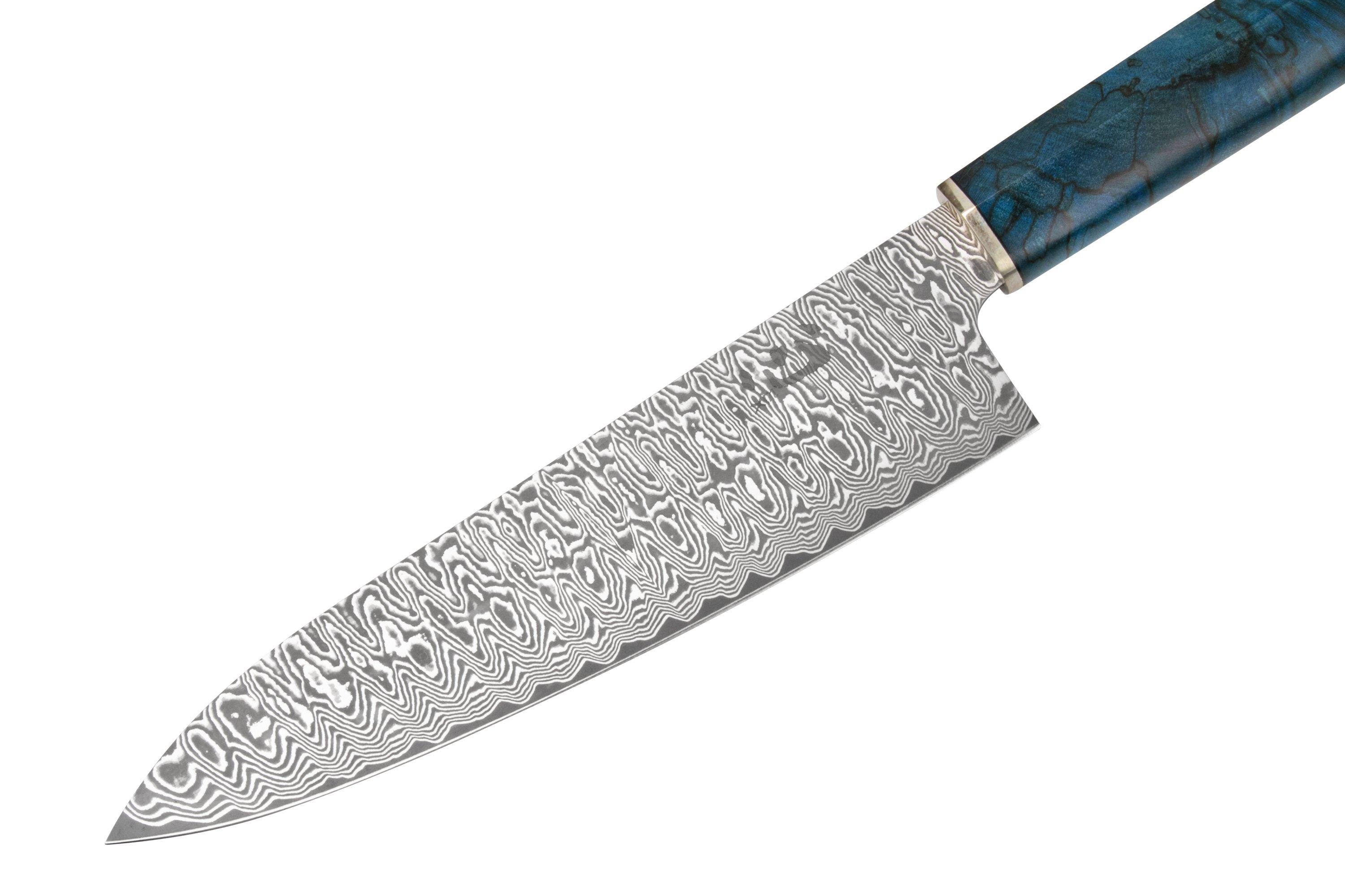 Xin Cutlery XinCraft XC132 chef's knife blue spalted maple tail pin 20 ...