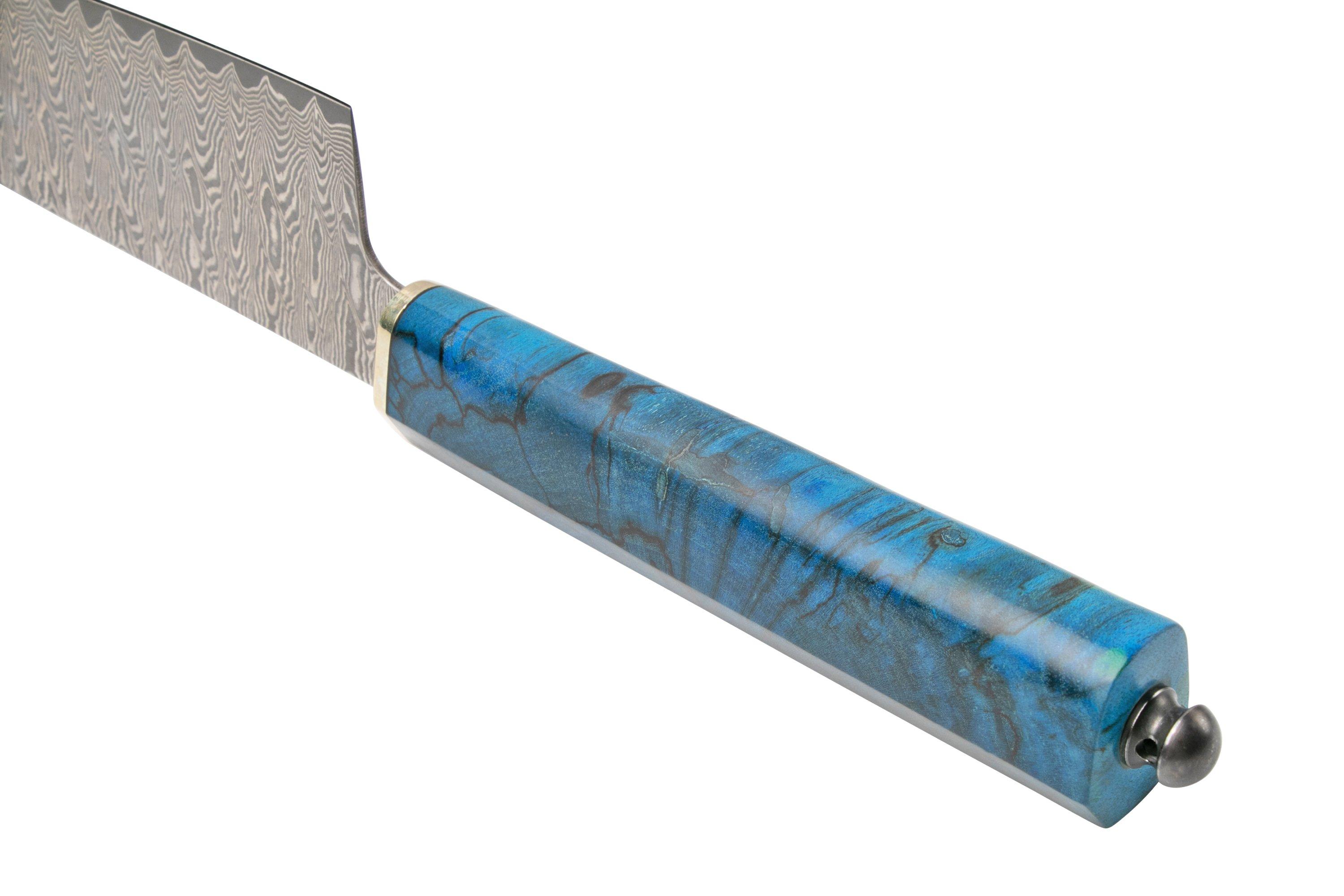 Xin Cutlery XinCraft XC132 chef's knife blue spalted maple tail pin 20 ...