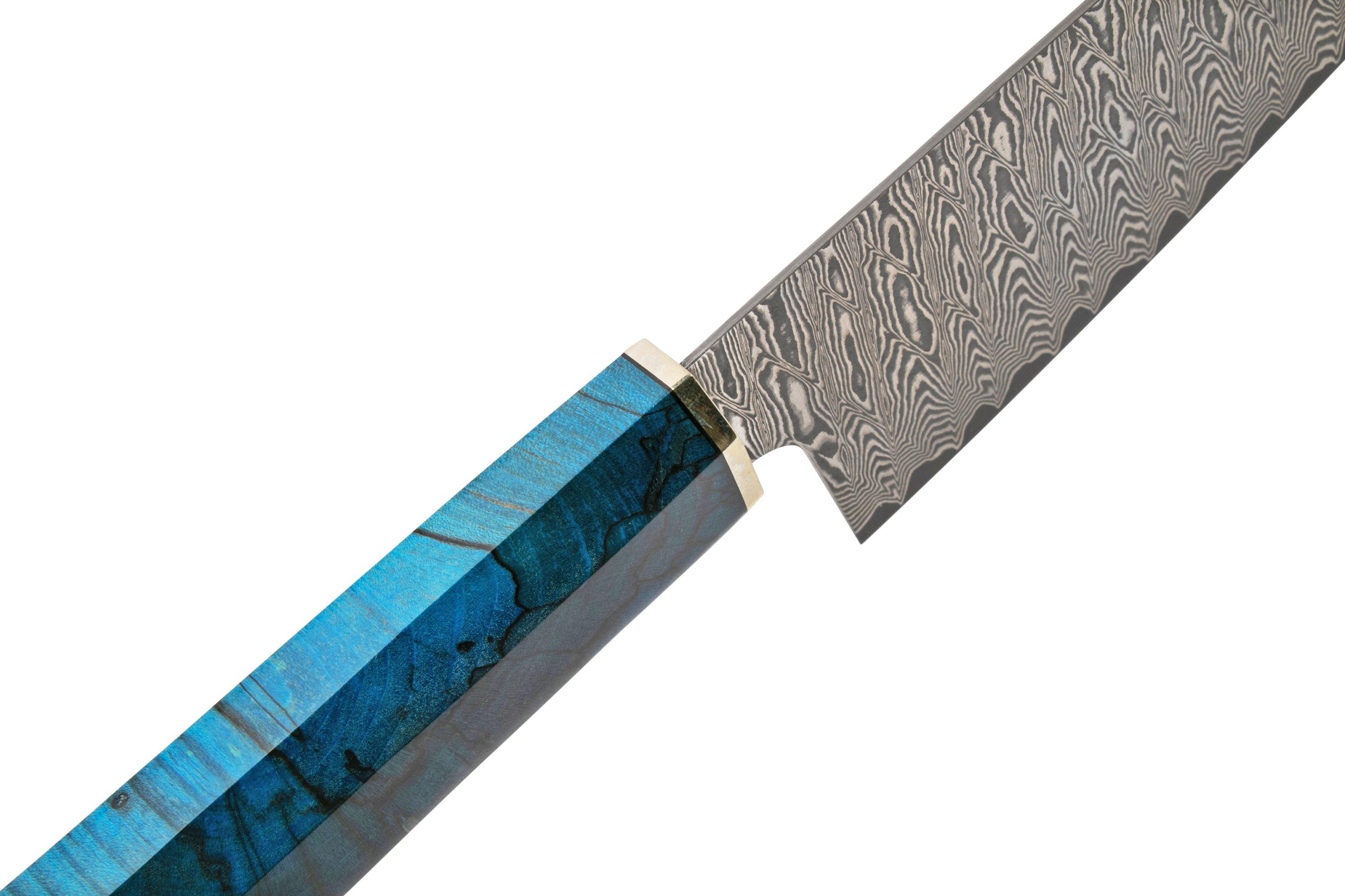 Xin Cutlery XinCraft XC132 chef's knife blue spalted maple tail pin 20 ...