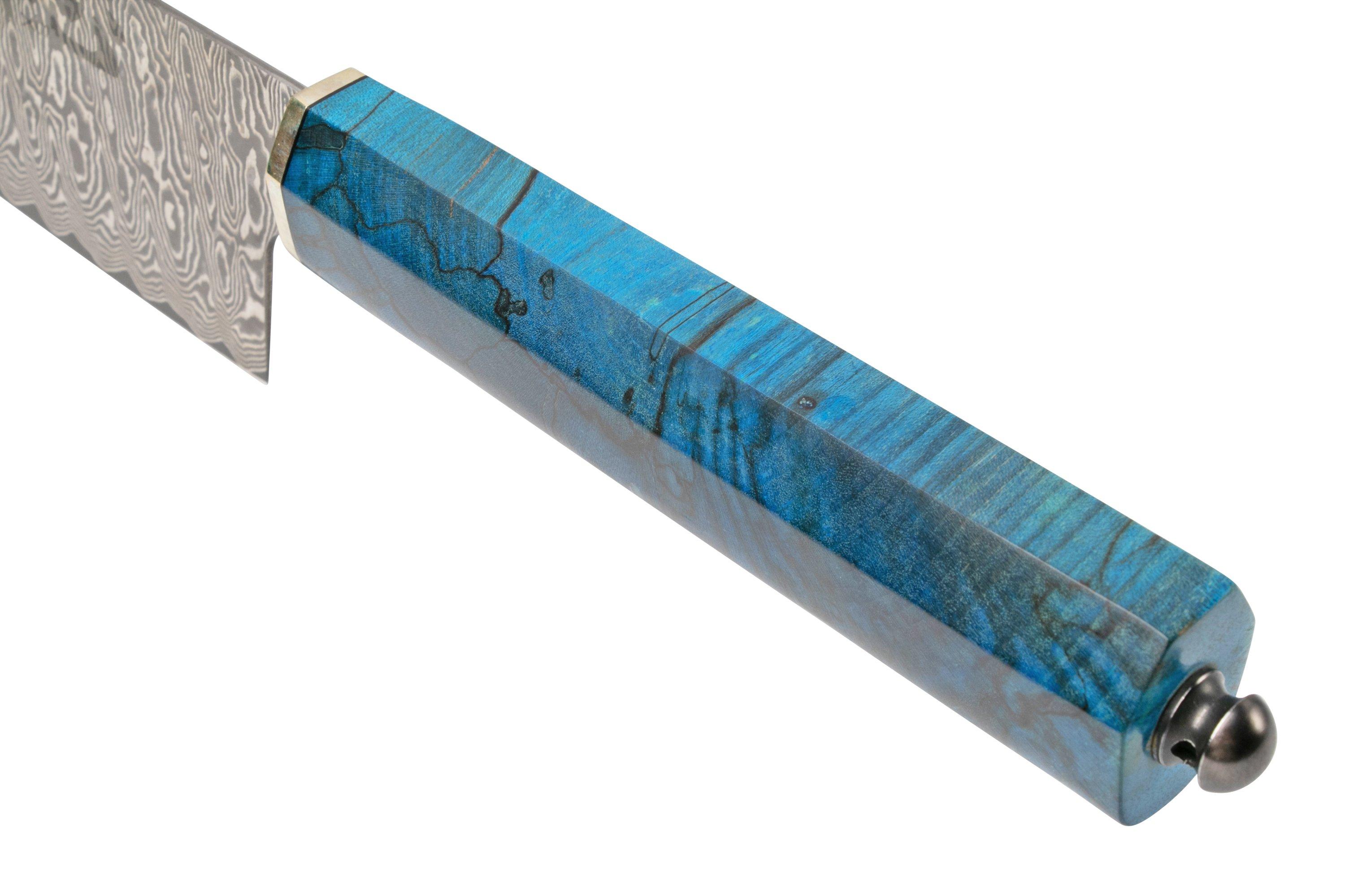 Xin Cutlery XinCraft XC132 chef's knife blue spalted maple tail pin 20 ...