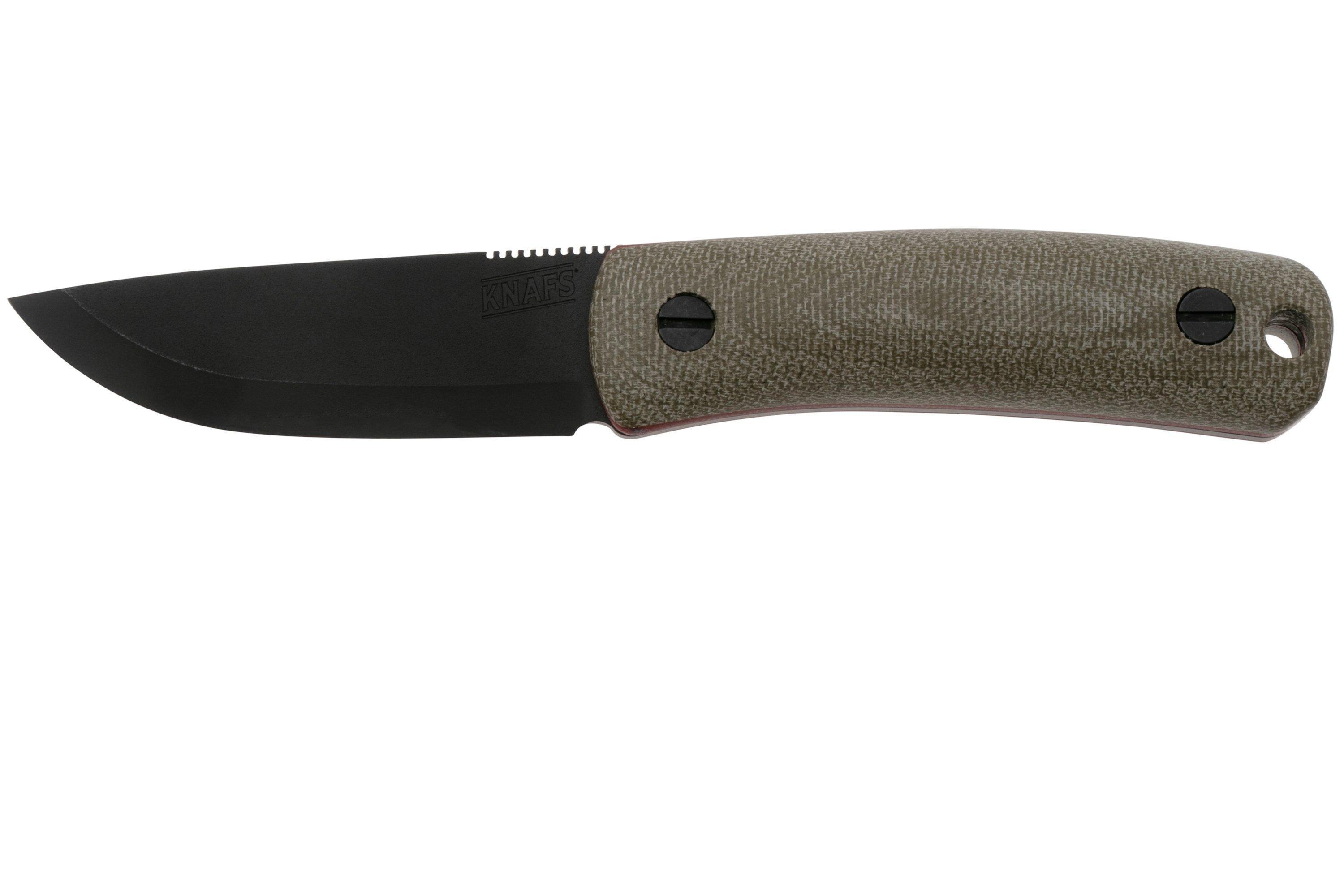 KNAFS Lulu KNAFS-00251, Black CPM MagnaCut, Green Canvas Micarta, fixed ...