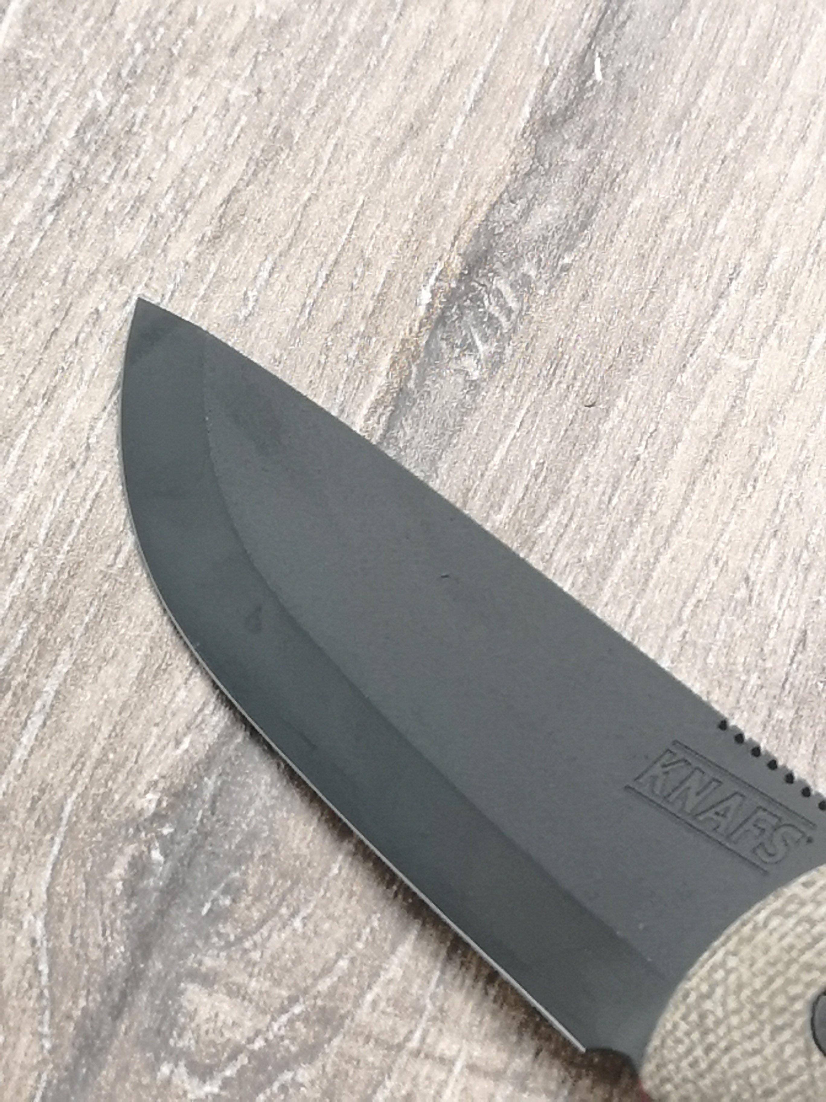 KNAFS Lulu KNAFS-00251, Black CPM MagnaCut, Green Canvas Micarta, fixed ...