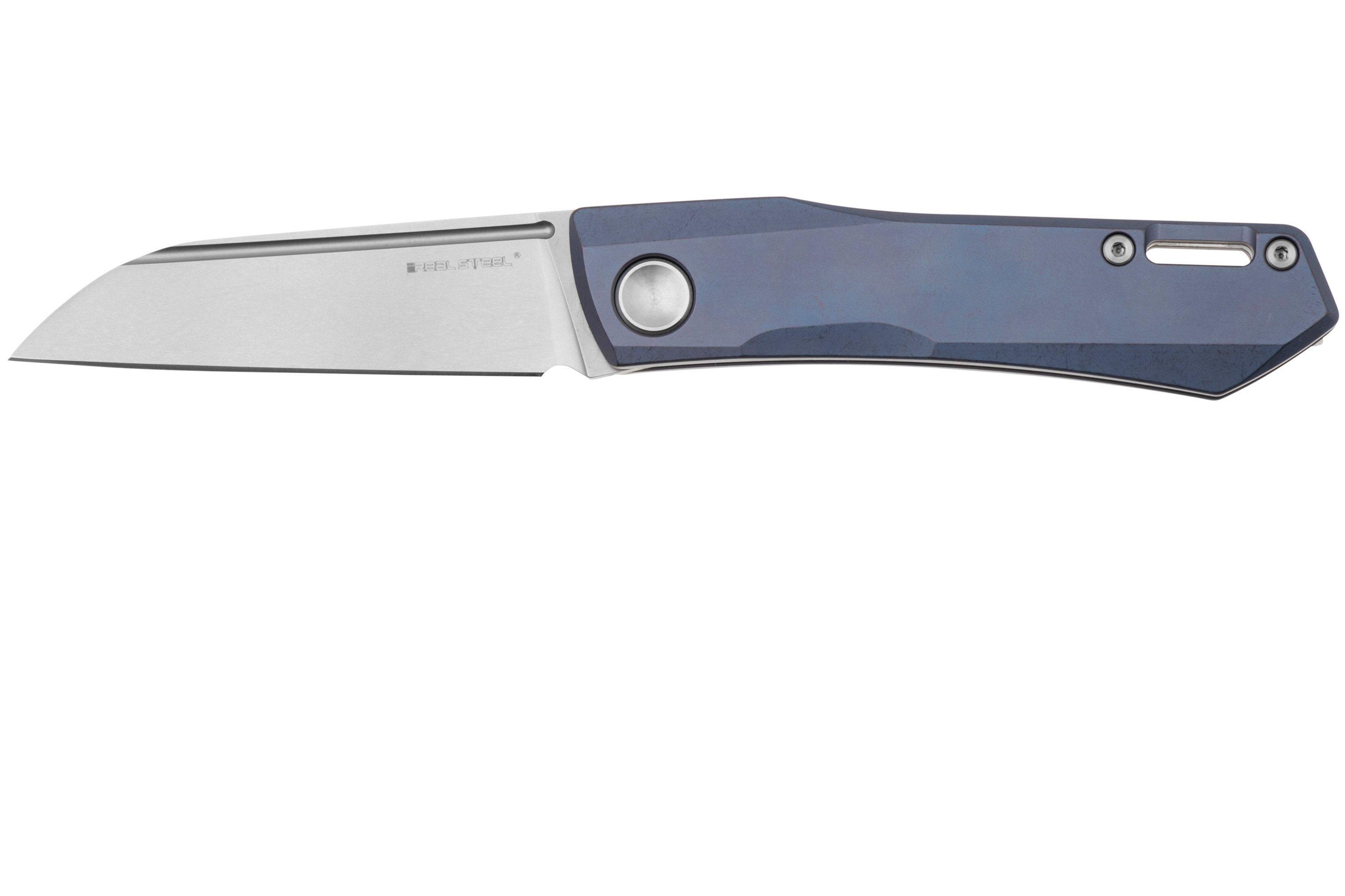 Real Steel Solis 7066SB Stonewashed N690 Sheepfoot, Slate Blue Titanium ...