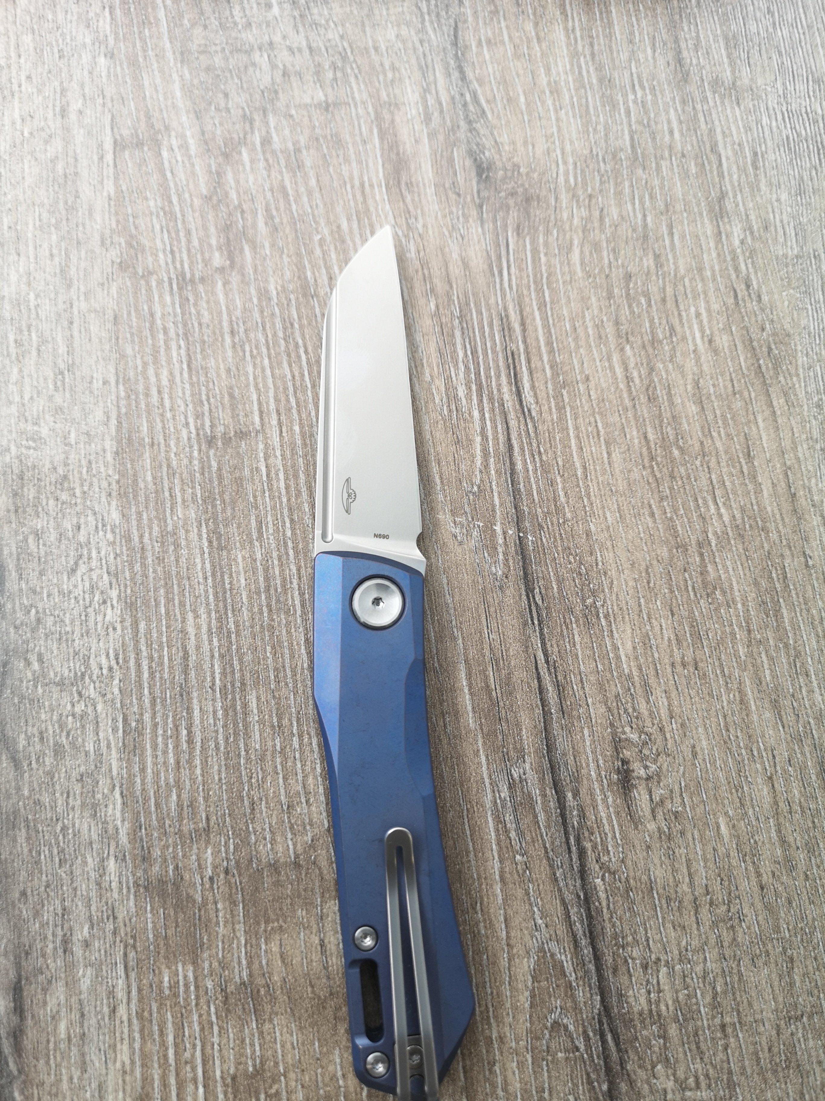 Real Steel Solis 7066SB Stonewashed N690 Sheepfoot, Slate Blue Titanium ...