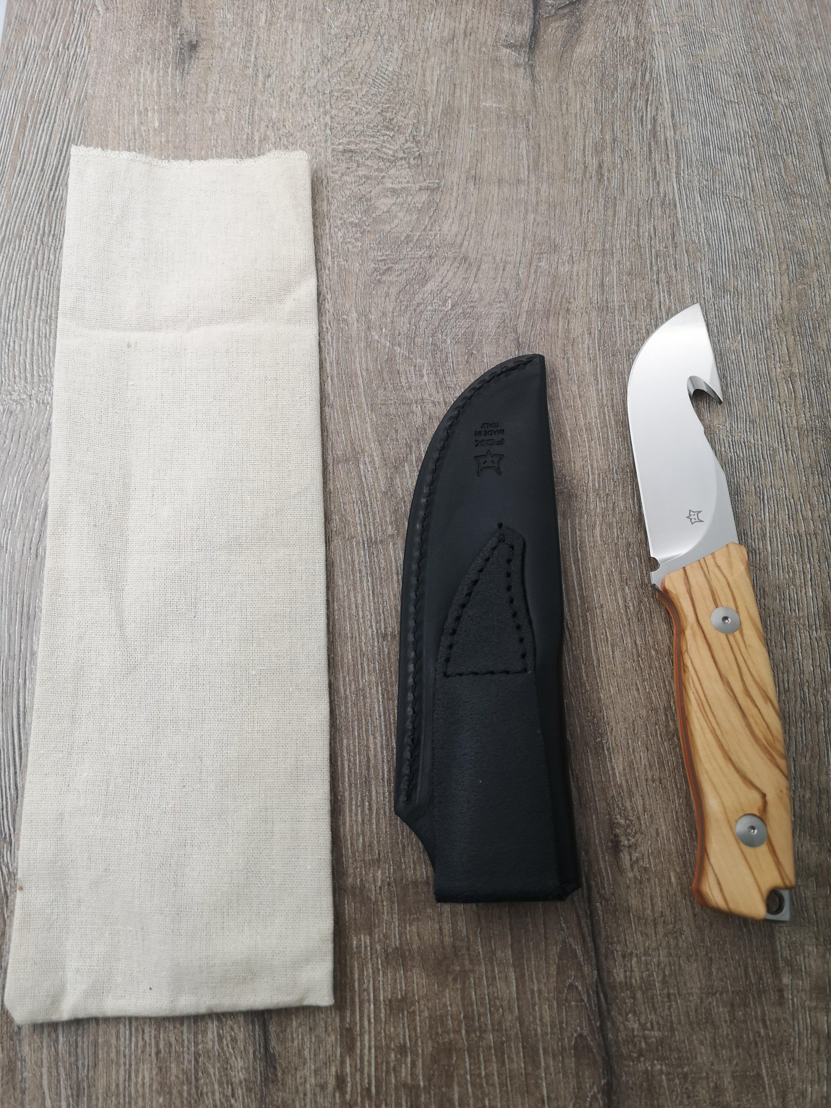 Fox Knives Rifle Ejector FX-663 OL, Olive Wood fixed knife, Raven ...