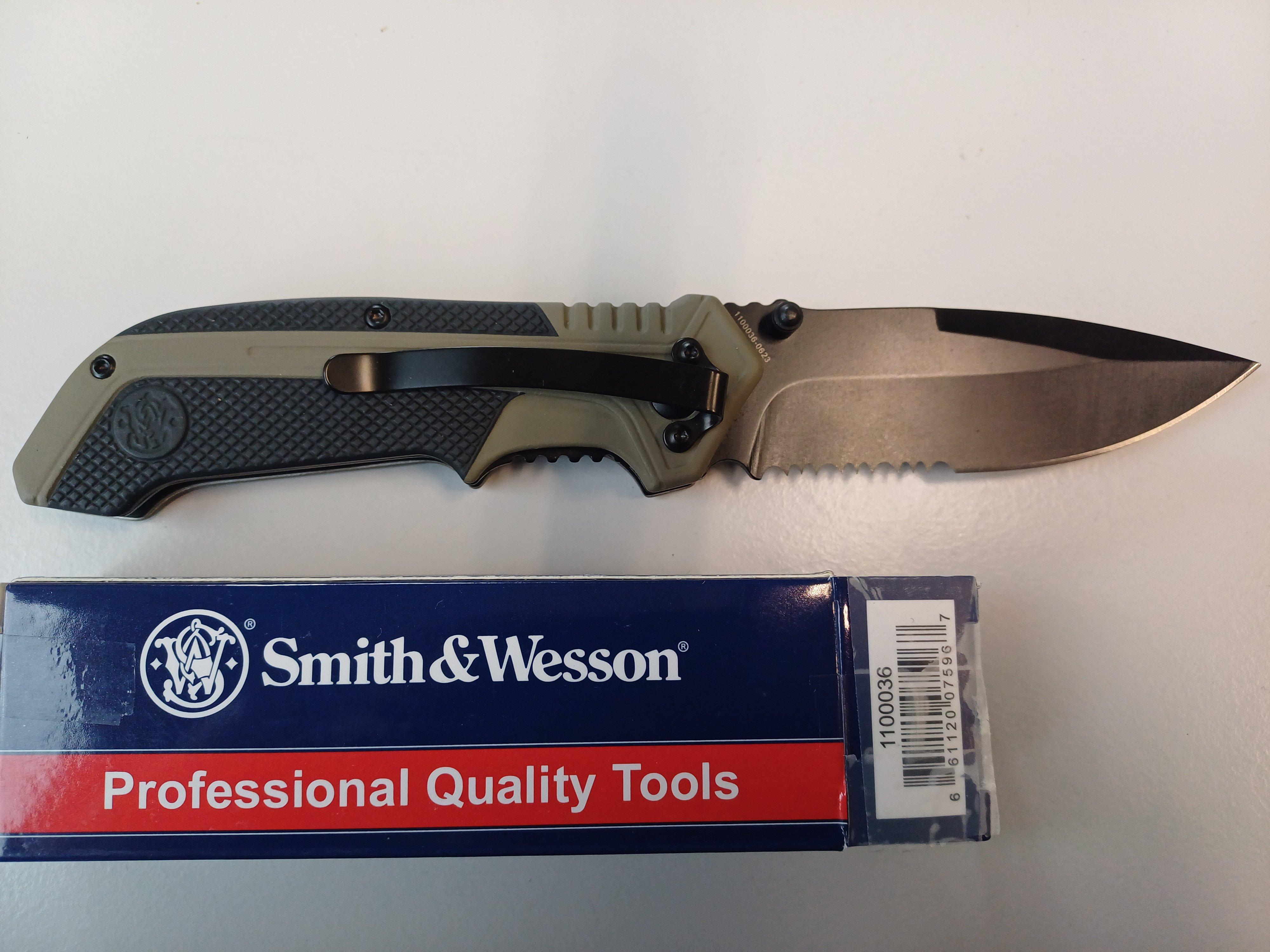 Smith & Wesson S.A.1100036 Spring Assisted Drop Point, OD-Green ...