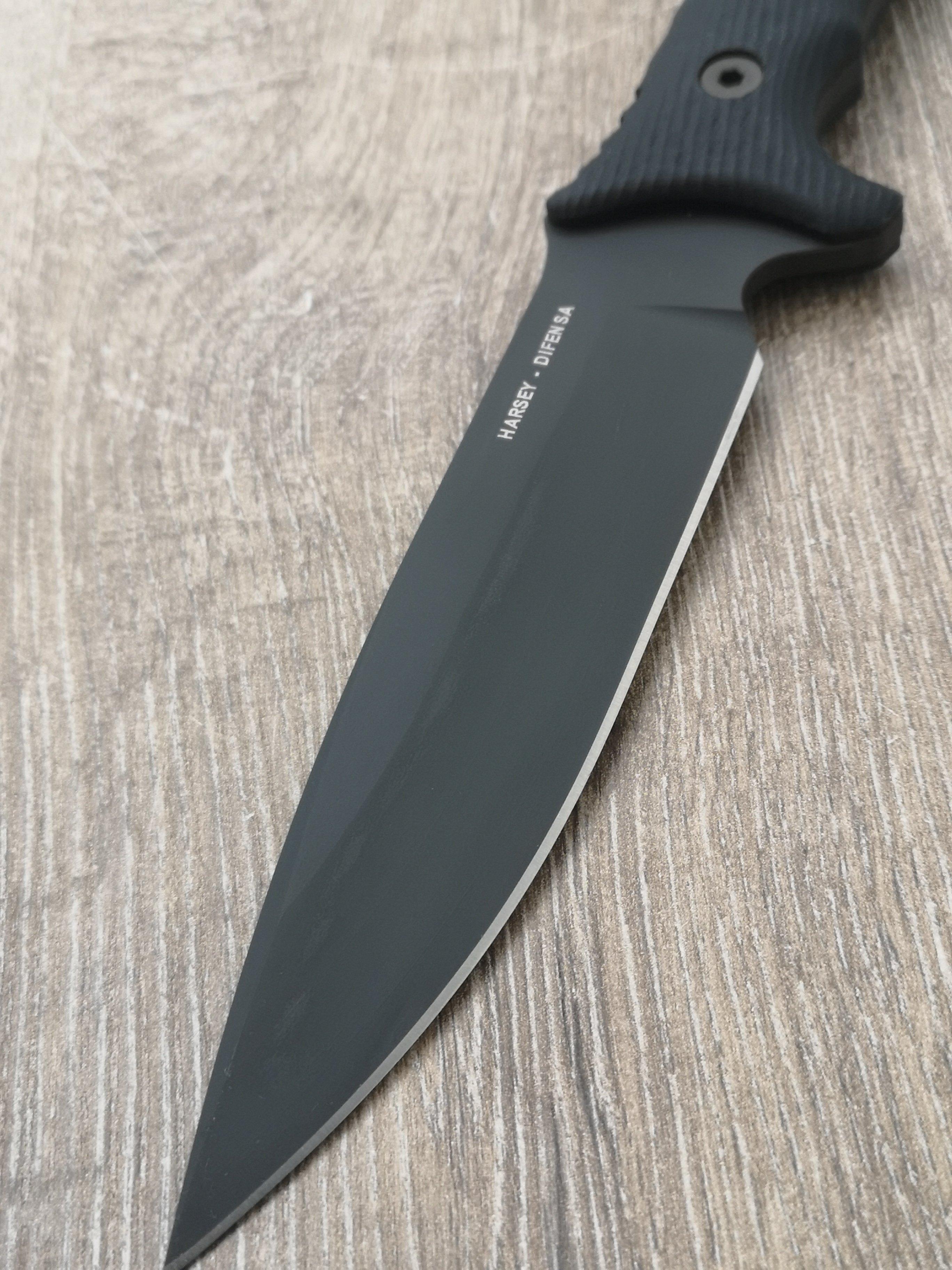 Spartan Blades Harsey Difensa SB19BKBKKYBK Black, Black Micarta ...