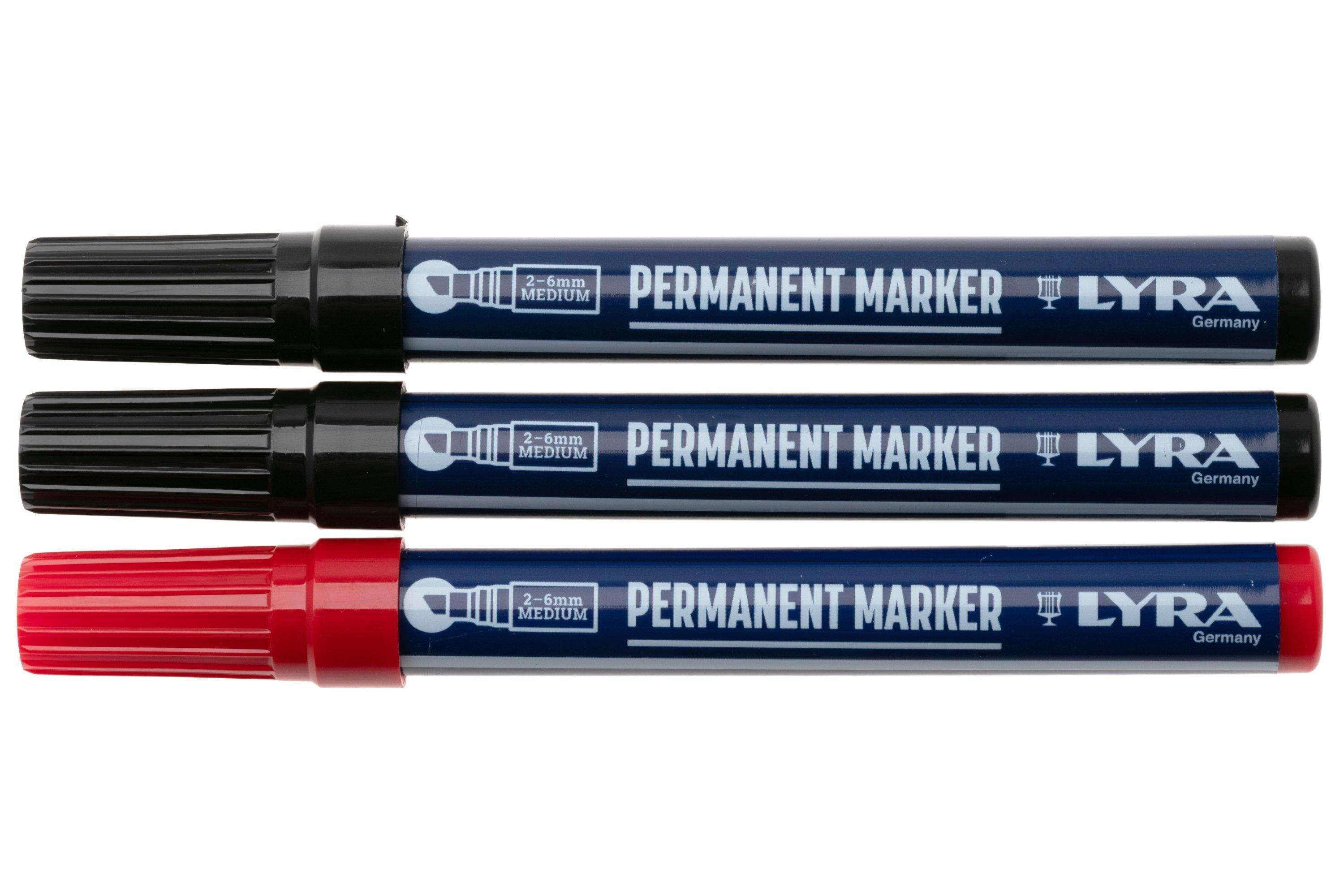 LYRA Permanent Marker L4018005 Medium, Black + Red, set of 3 permanent ...