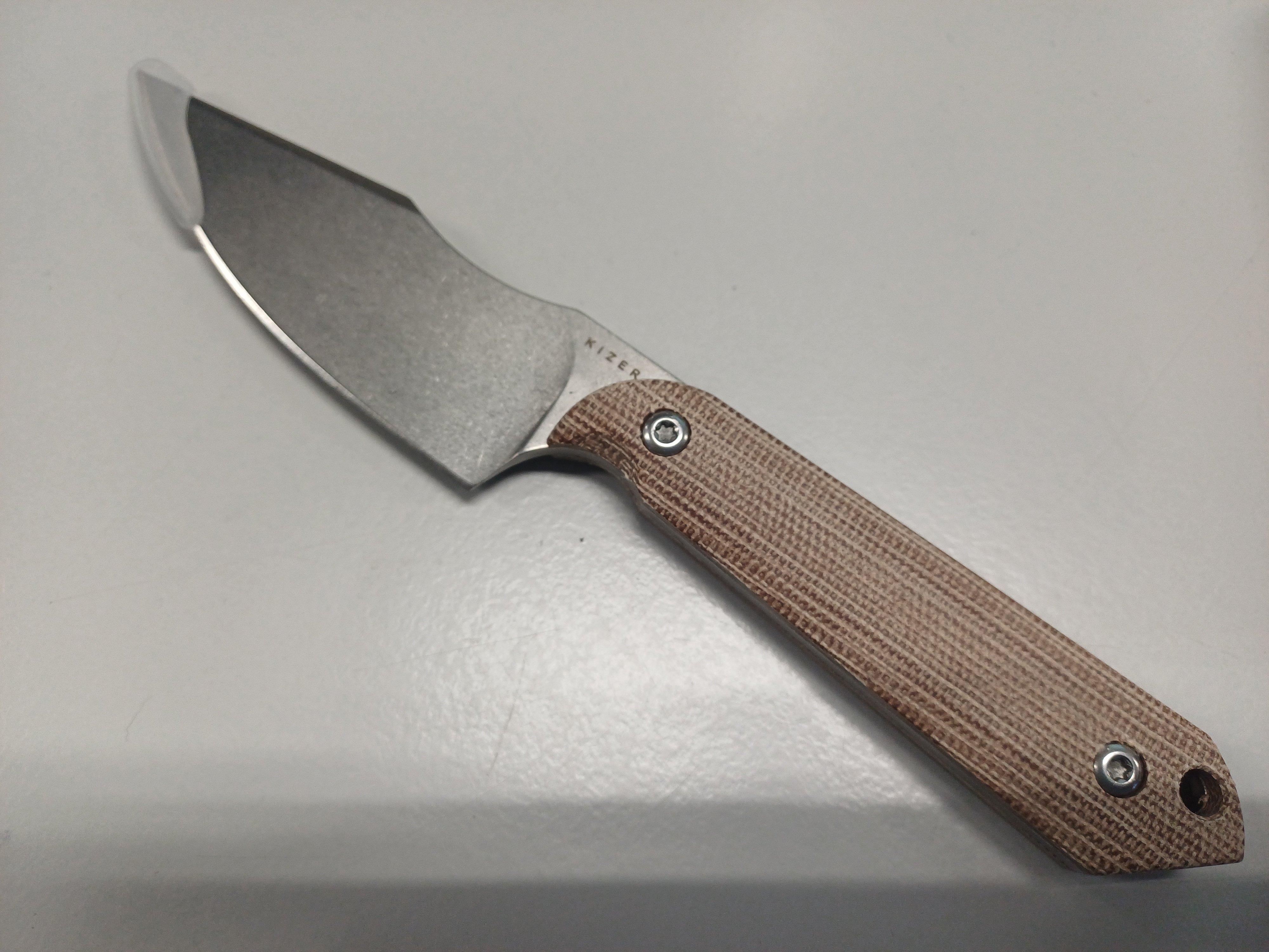 Kizer Harpoon Mini 1040S7, Satin AEB-L, Brown Micarta, fixed knife ...