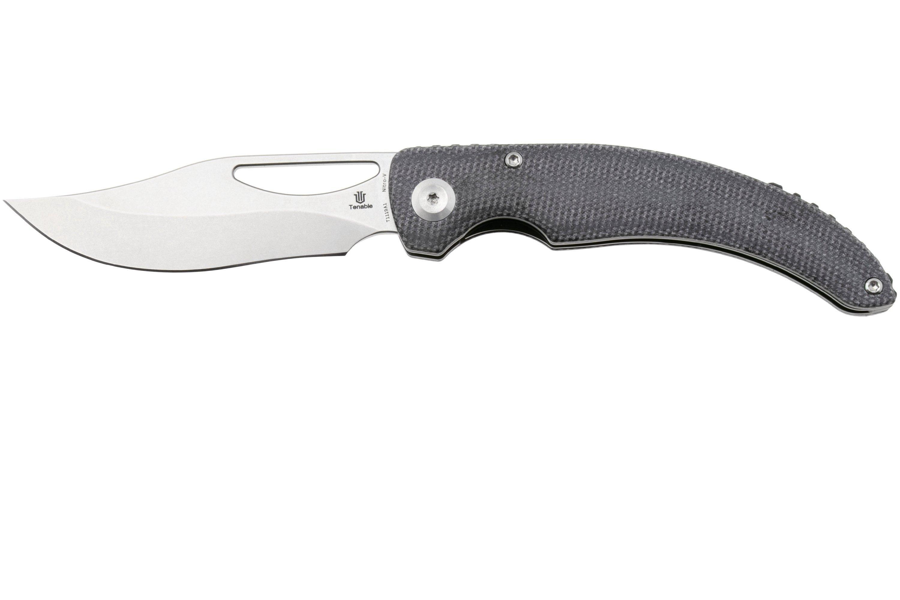 Tenable Gideon T1119A1 Stonewashed Nitro-V, Black Micarta, pocket knife ...