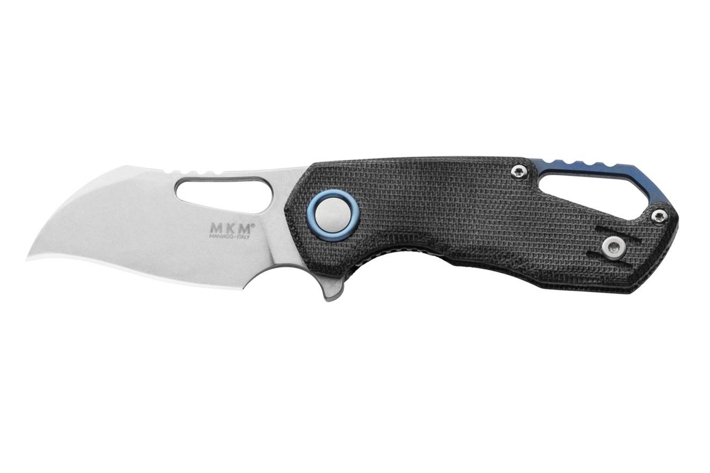 MKM Isonzo FX03M-1BC Hawkbill M390, Black Canvas Micarta, couteau de ...