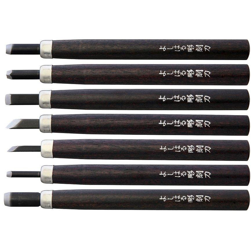 Yoshiharu H-7 Japanese wood carving knives, set of 7 | Advantageously ...