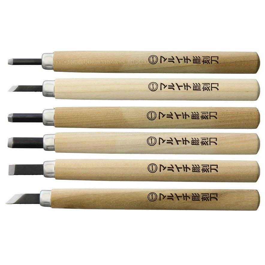 Yoshiharu KL-6 Maruichi Japanese wood carving knives, set of 6 in ...