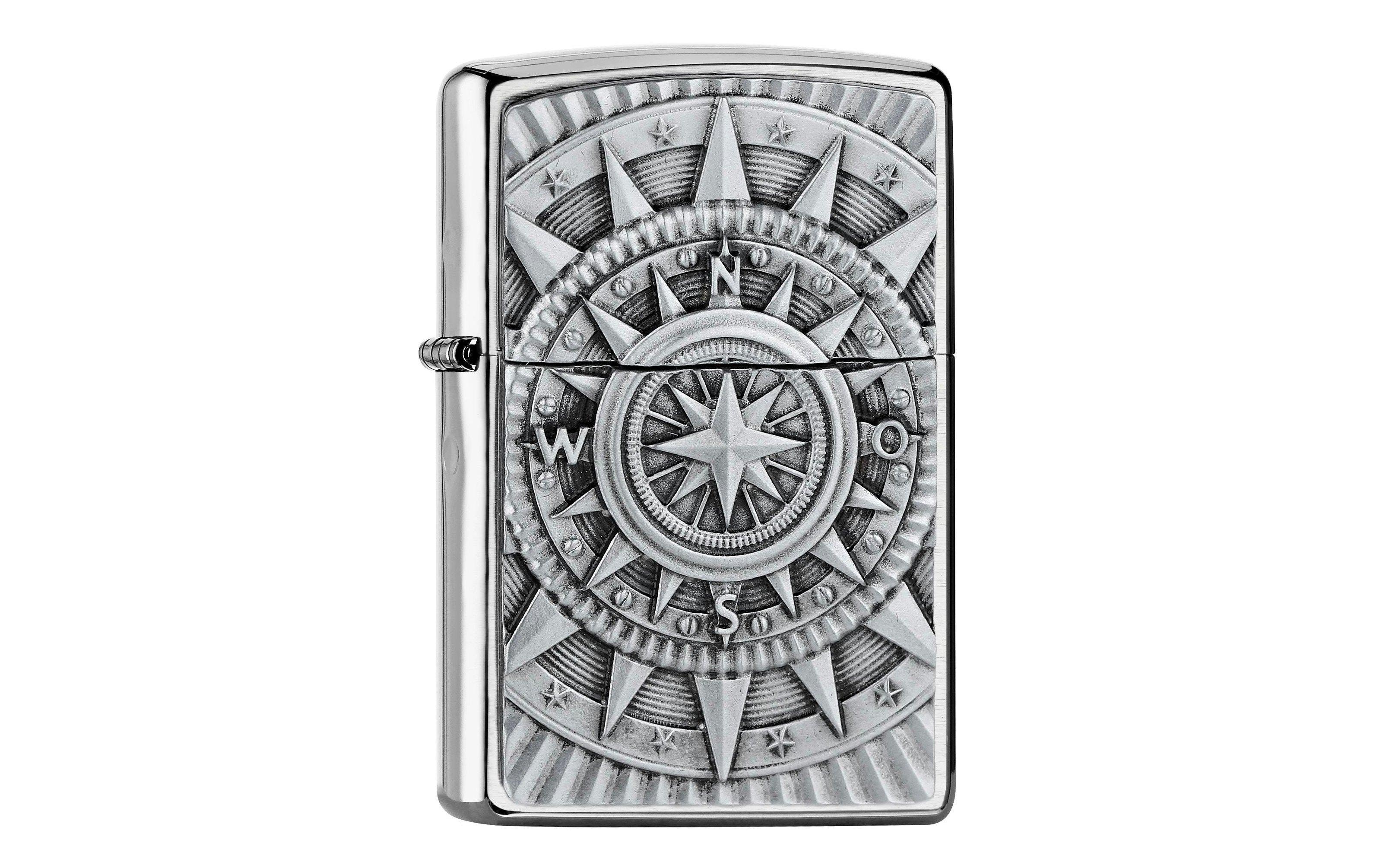 Zippo Compass Emblem 2005350, Brushed Chrome, lighter | Advantageously ...