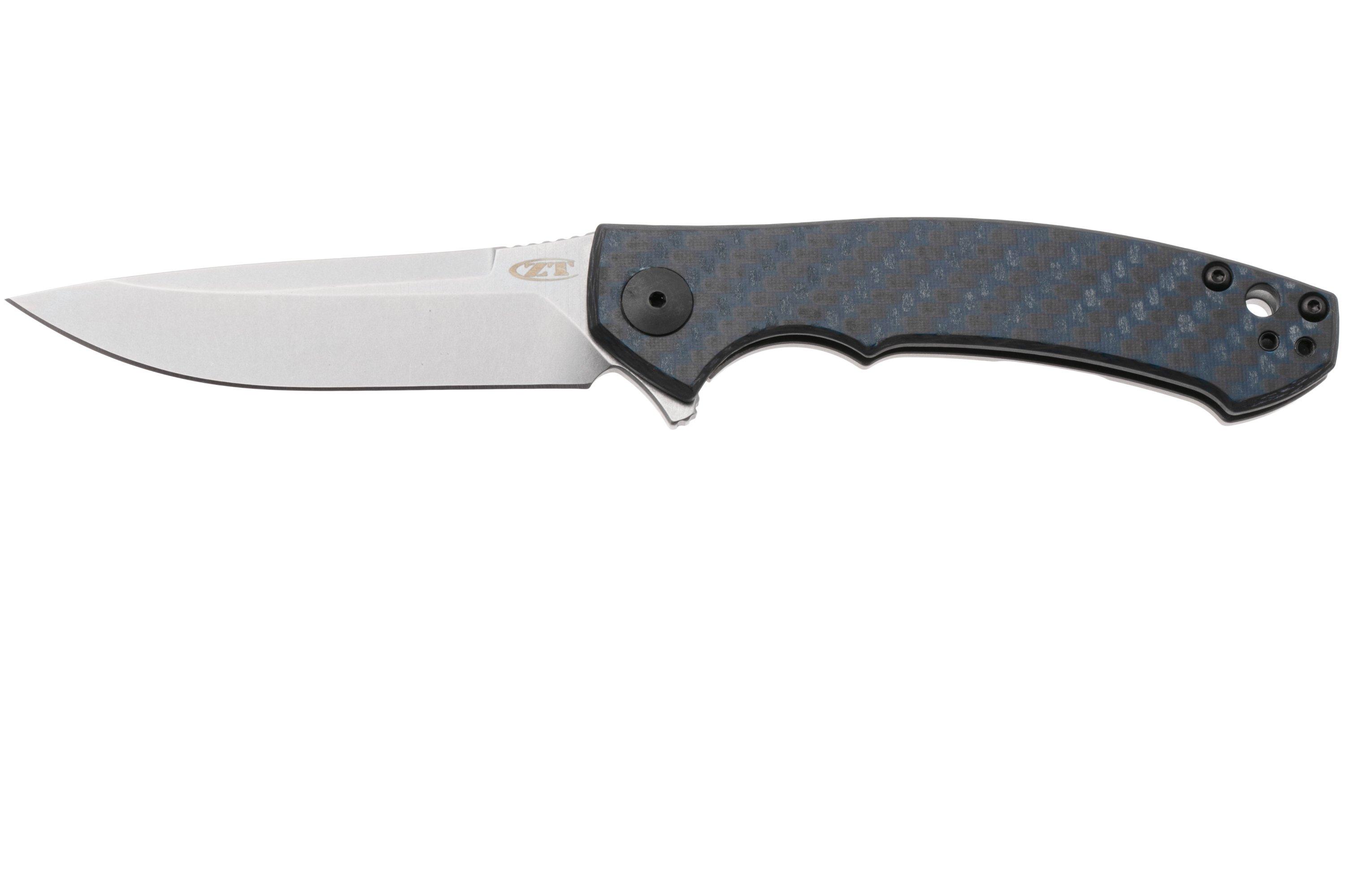 Zero Tolerance Sinkevich 0450BLUCF, Stonewashed MagnaCut, Black/Blue Carbon Fiber pocket knife ...