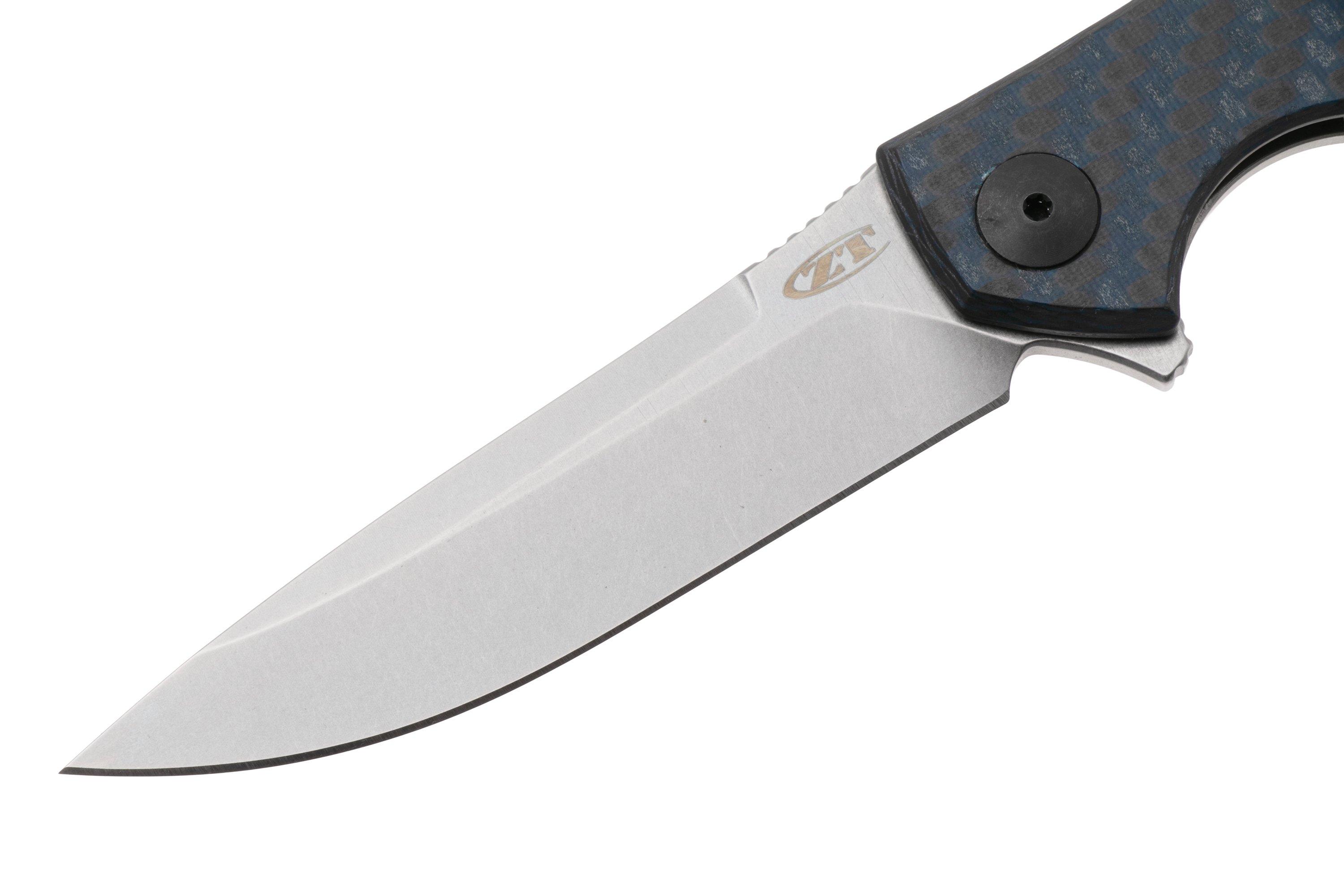 Zero Tolerance Sinkevich 0450BLUCF, Stonewashed MagnaCut, Black/Blue Carbon Fiber pocket knife ...