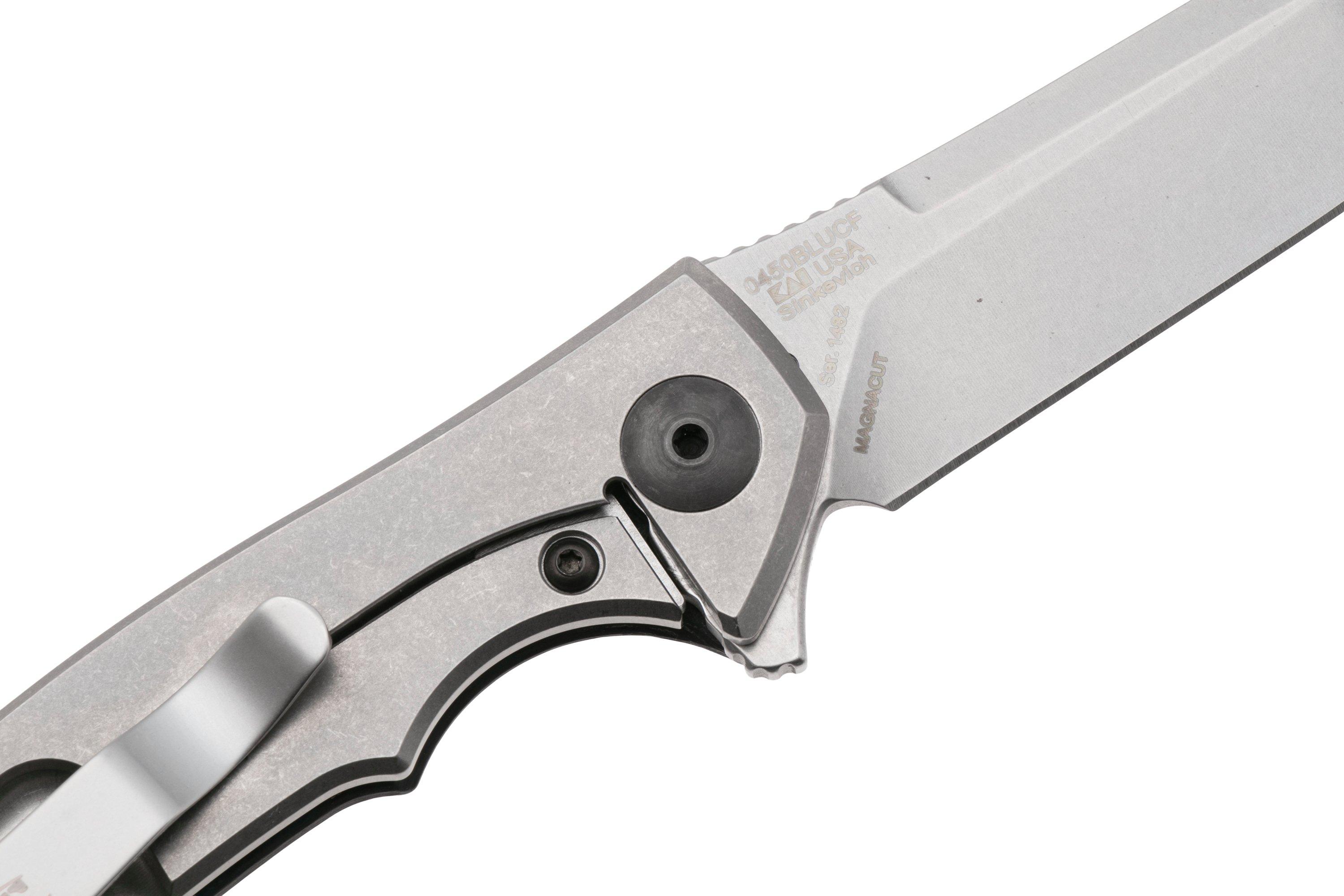 Zero Tolerance Sinkevich 0450BLUCF, Stonewashed MagnaCut, Black/Blue Carbon Fiber pocket knife ...